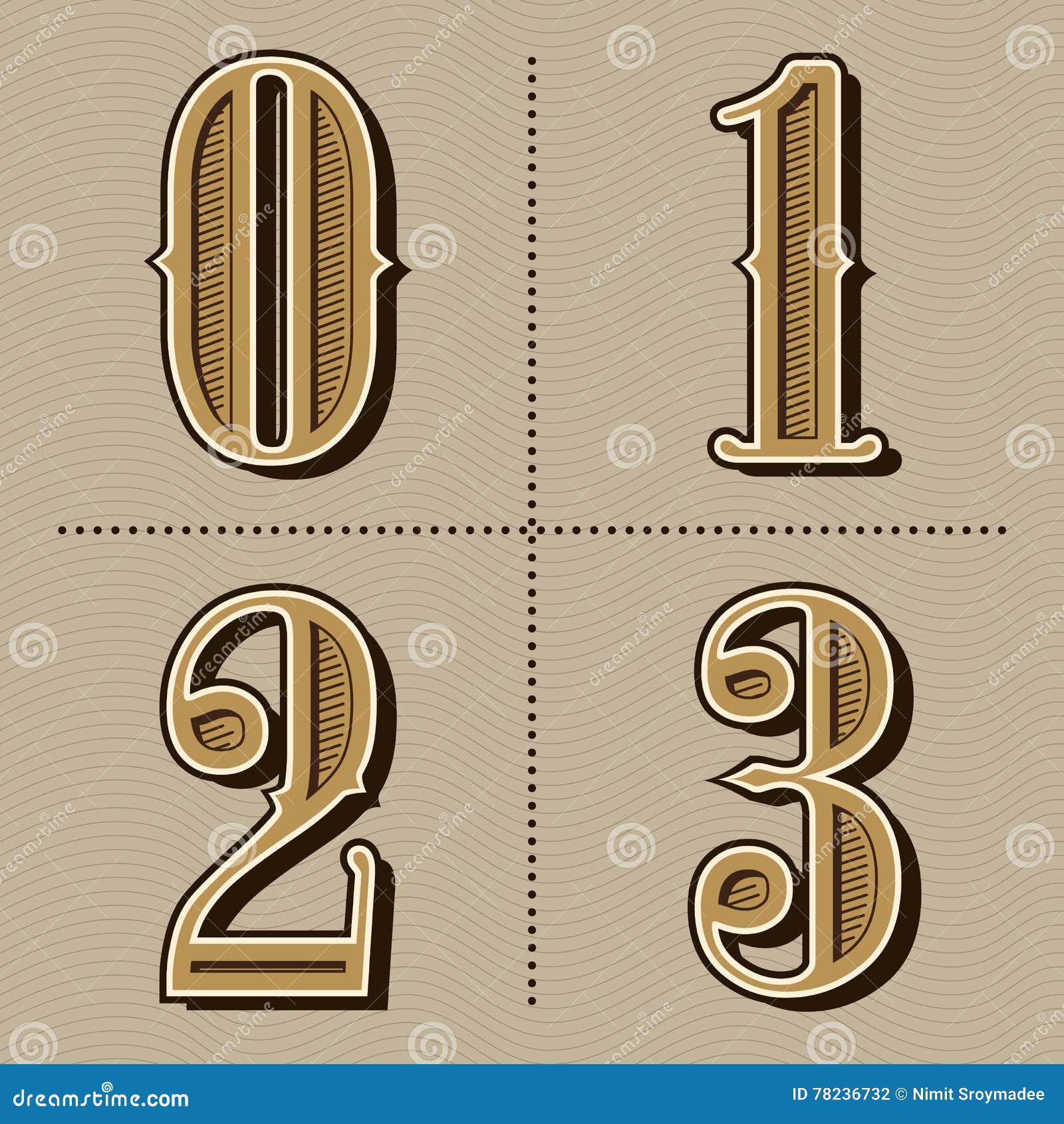 Vintage Numbers Stamp Cartoon Vector | CartoonDealer.com #79633507