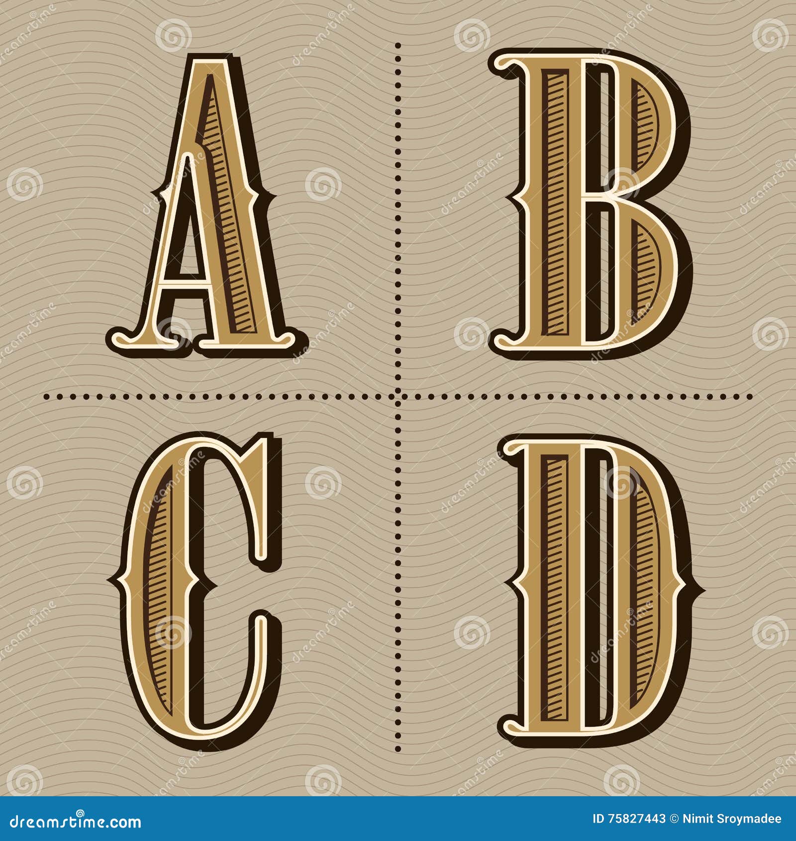 Western Alphabet Letters Vintage Vector (a, B, C, D) Stock Vector ...