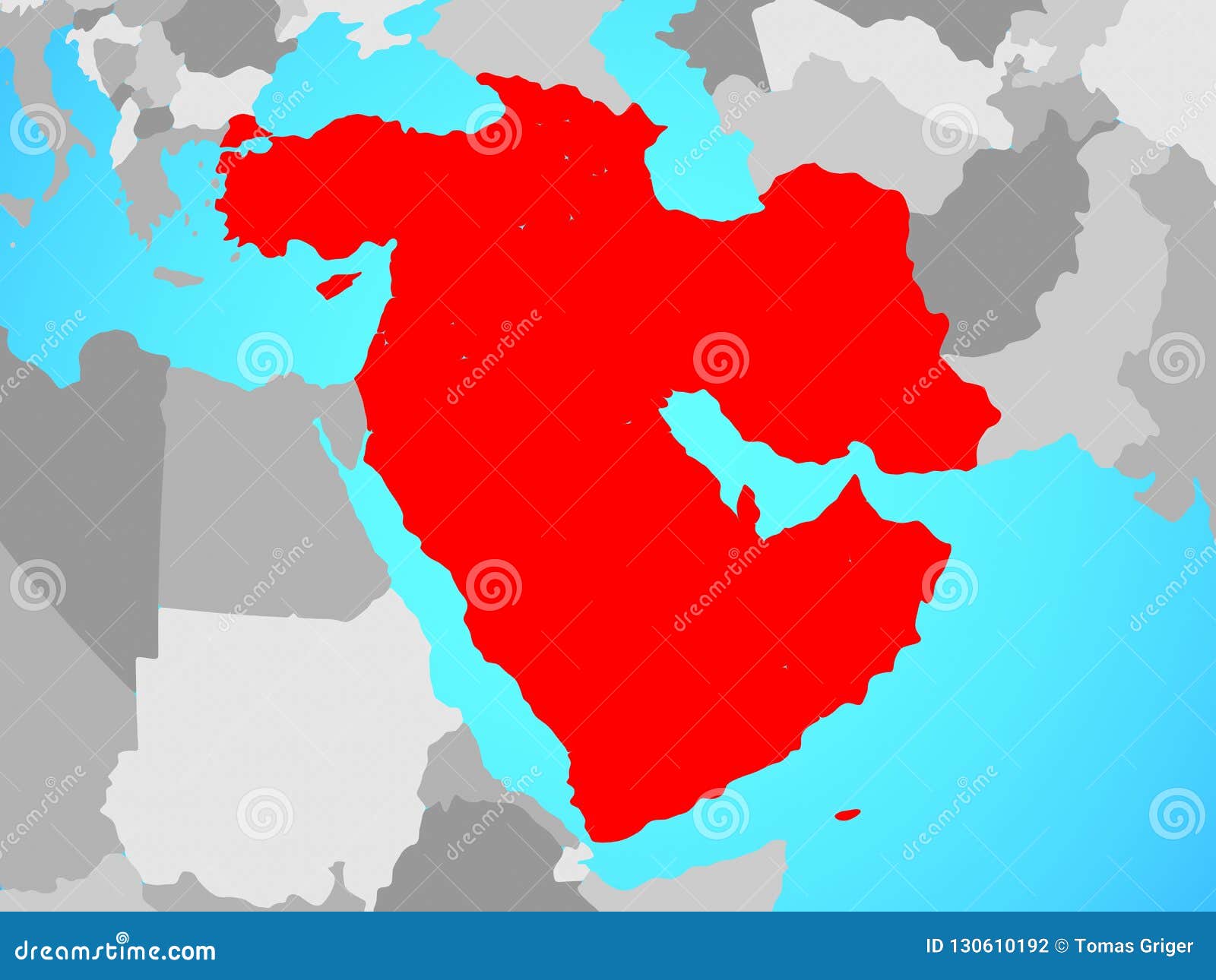 Western Asia on map stock illustration. Illustration of region - 130610192