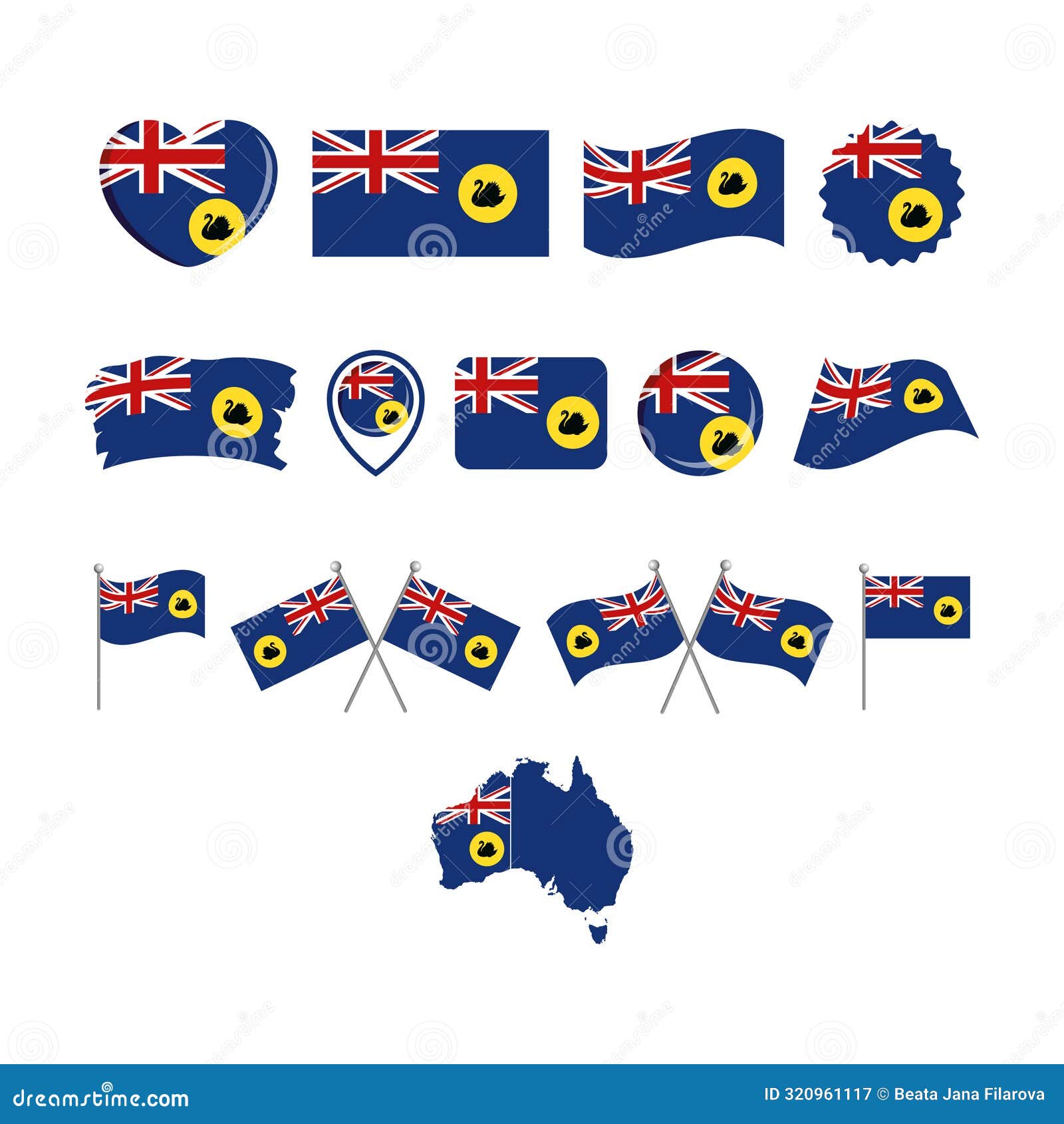 Western Australia Flag Icon Set Vector Isolated on a White Background ...