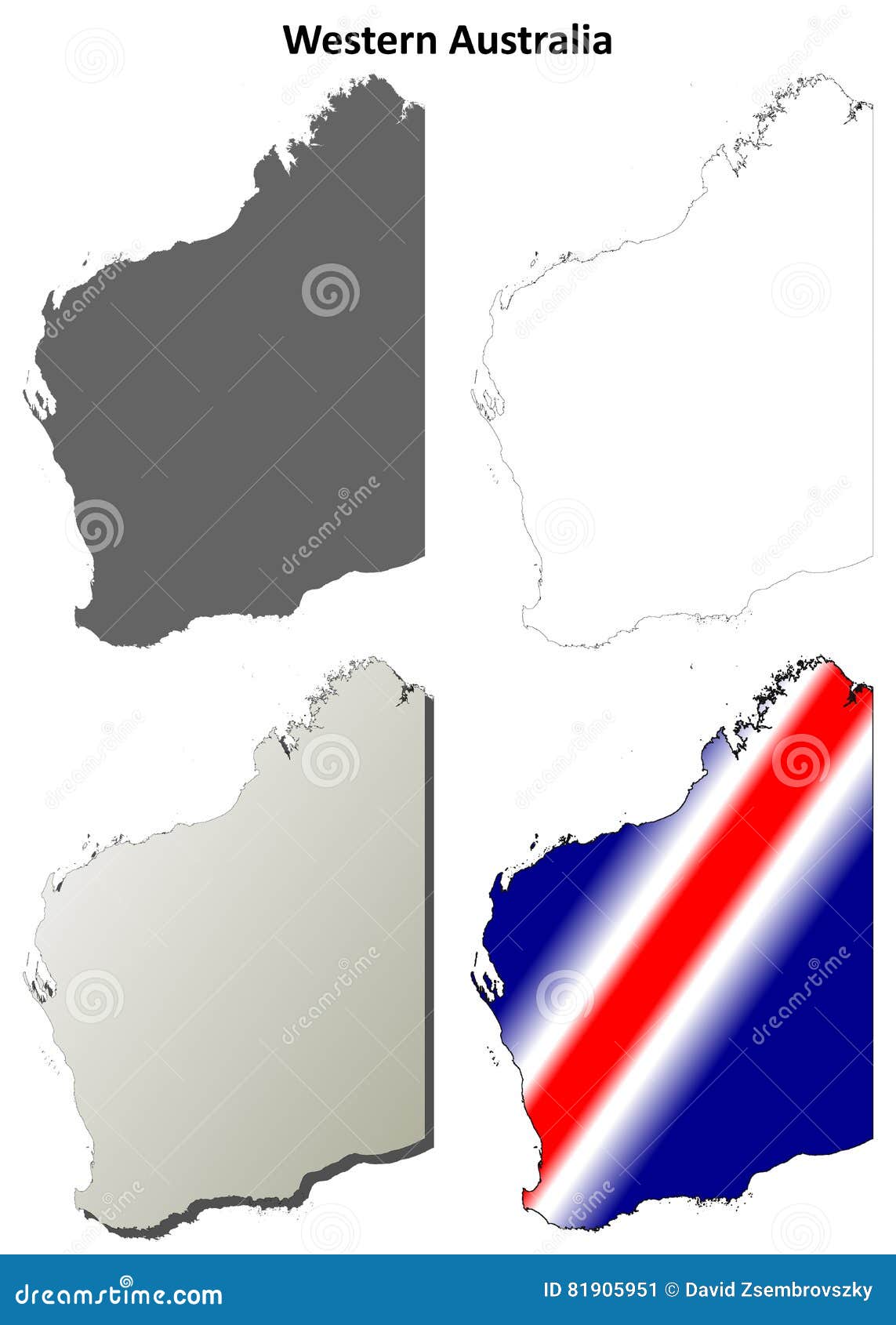 Western Australia Outline Map Set Stock Vector - Illustration of coast ...