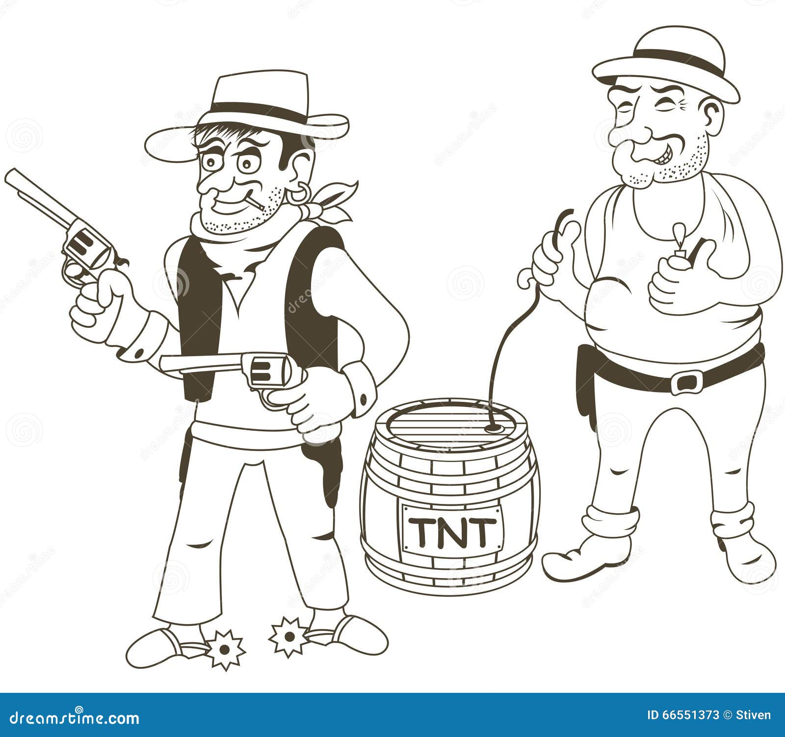 Western bandits outlined stock vector. Illustration of drawing - 66551373