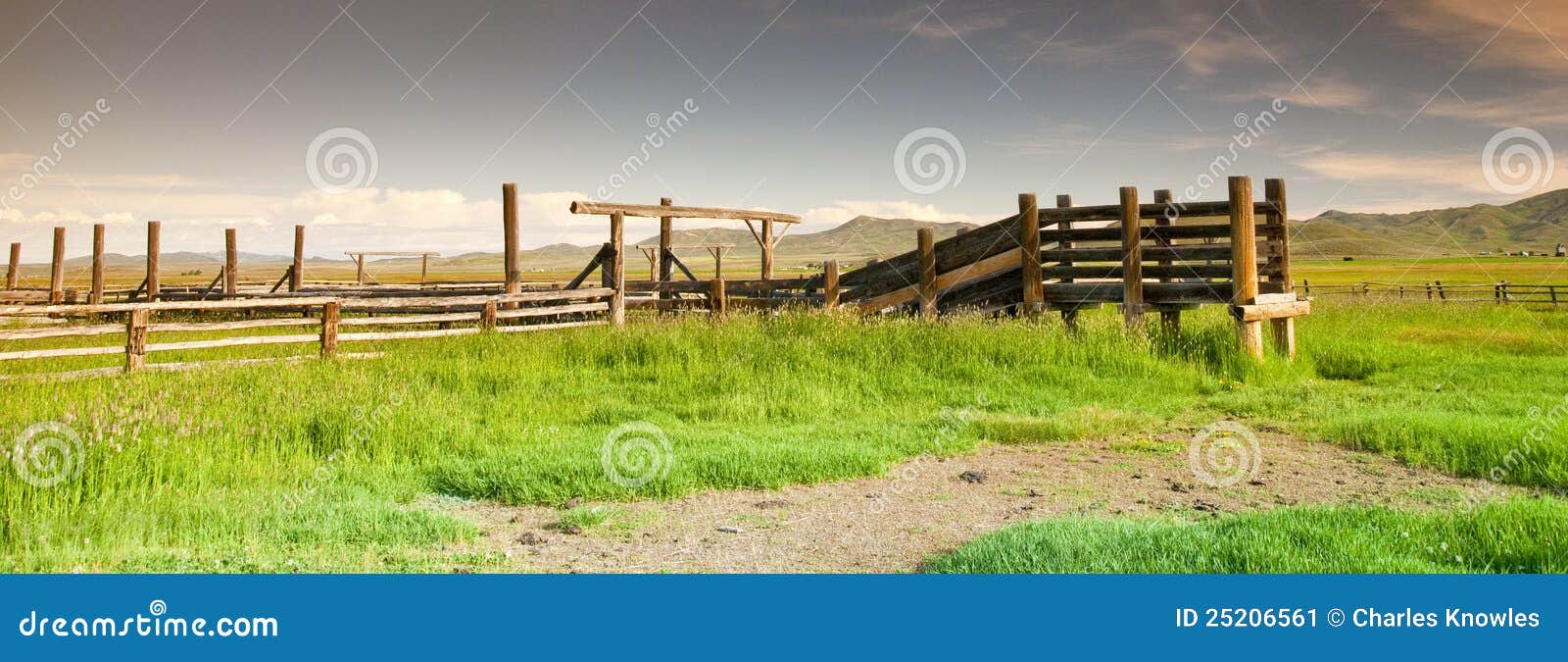 Western Cattle Corral and Mountains Stock Image - Image of western ...