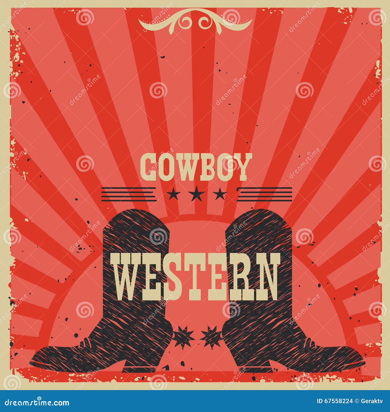 Western Cowboy Boots Background.Vector Red Card Stock Vector ...