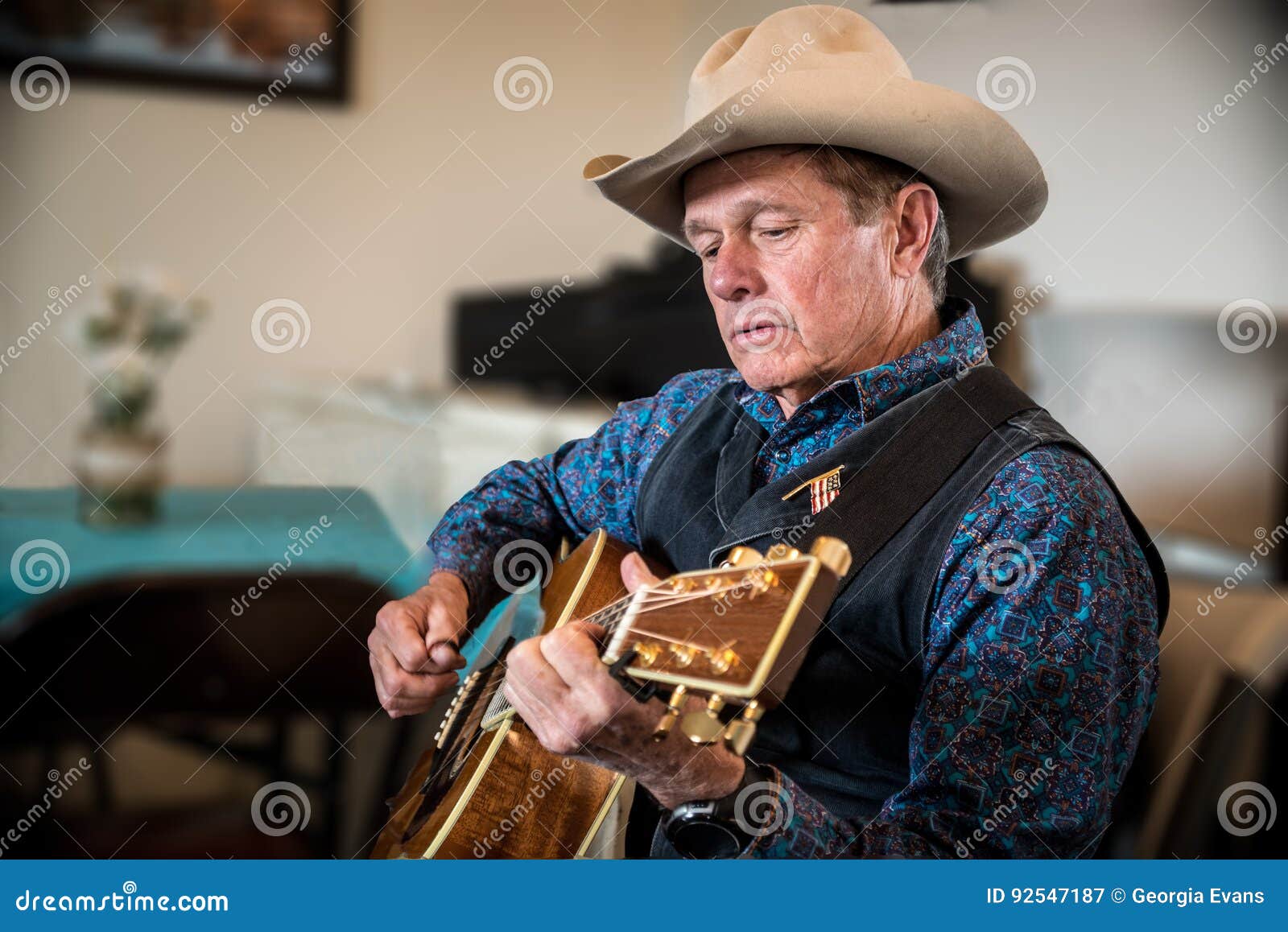 Western Cowboy Playing Guitar Stock Image - Image of fingers, music ...