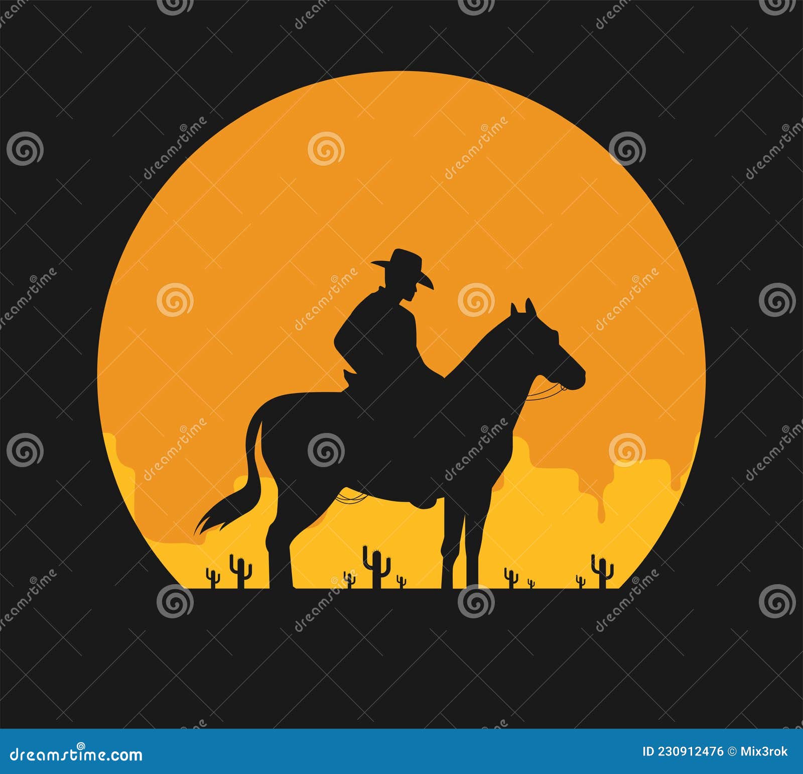 Western Desert Landscape at Sunset Vector Illustration Stock Vector ...