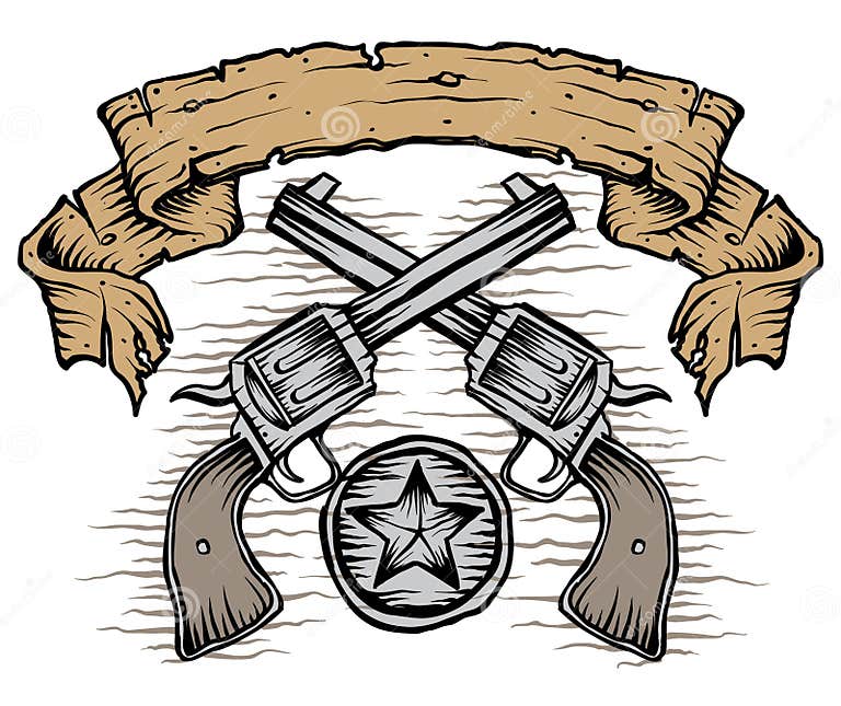 Western Guns stock vector. Illustration of star, handguns - 38192097