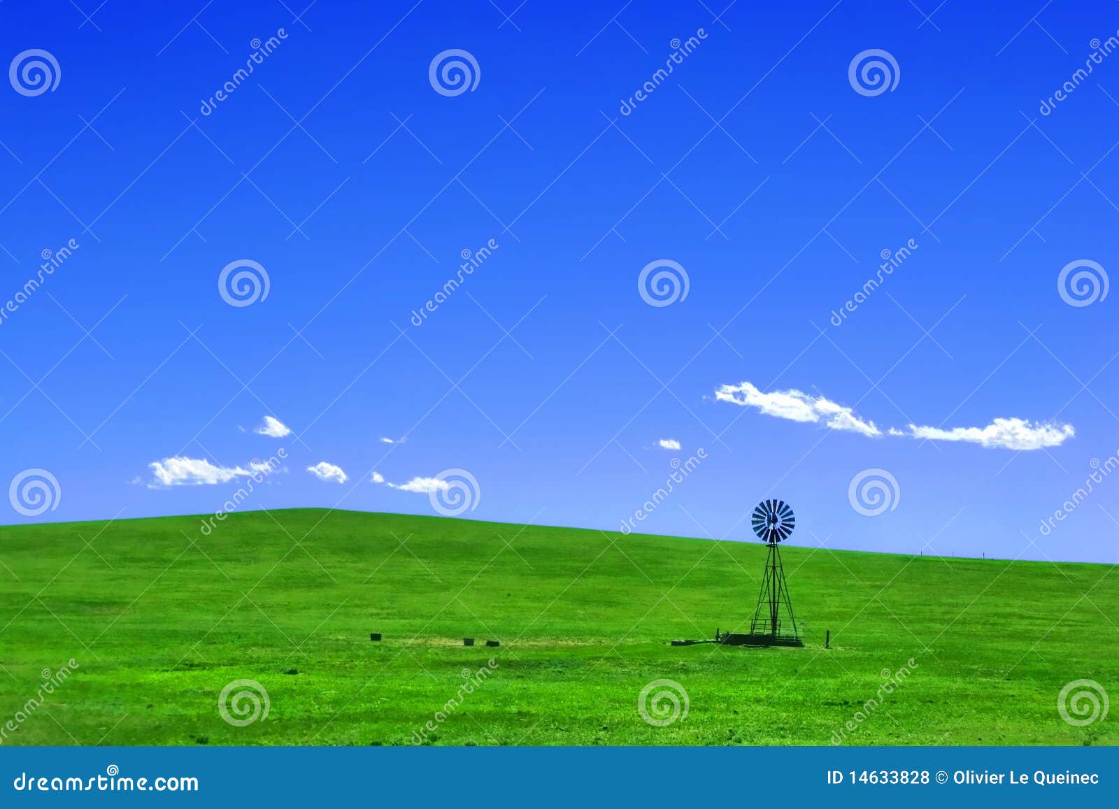 Western Hill with Water Pump Windmill Landscape Stock Photo - Image of ...