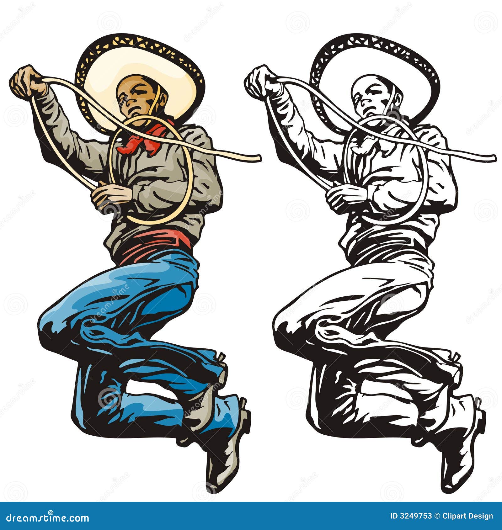 Cowboy Throwing Lasso Cartoon Vector | CartoonDealer.com #42098165