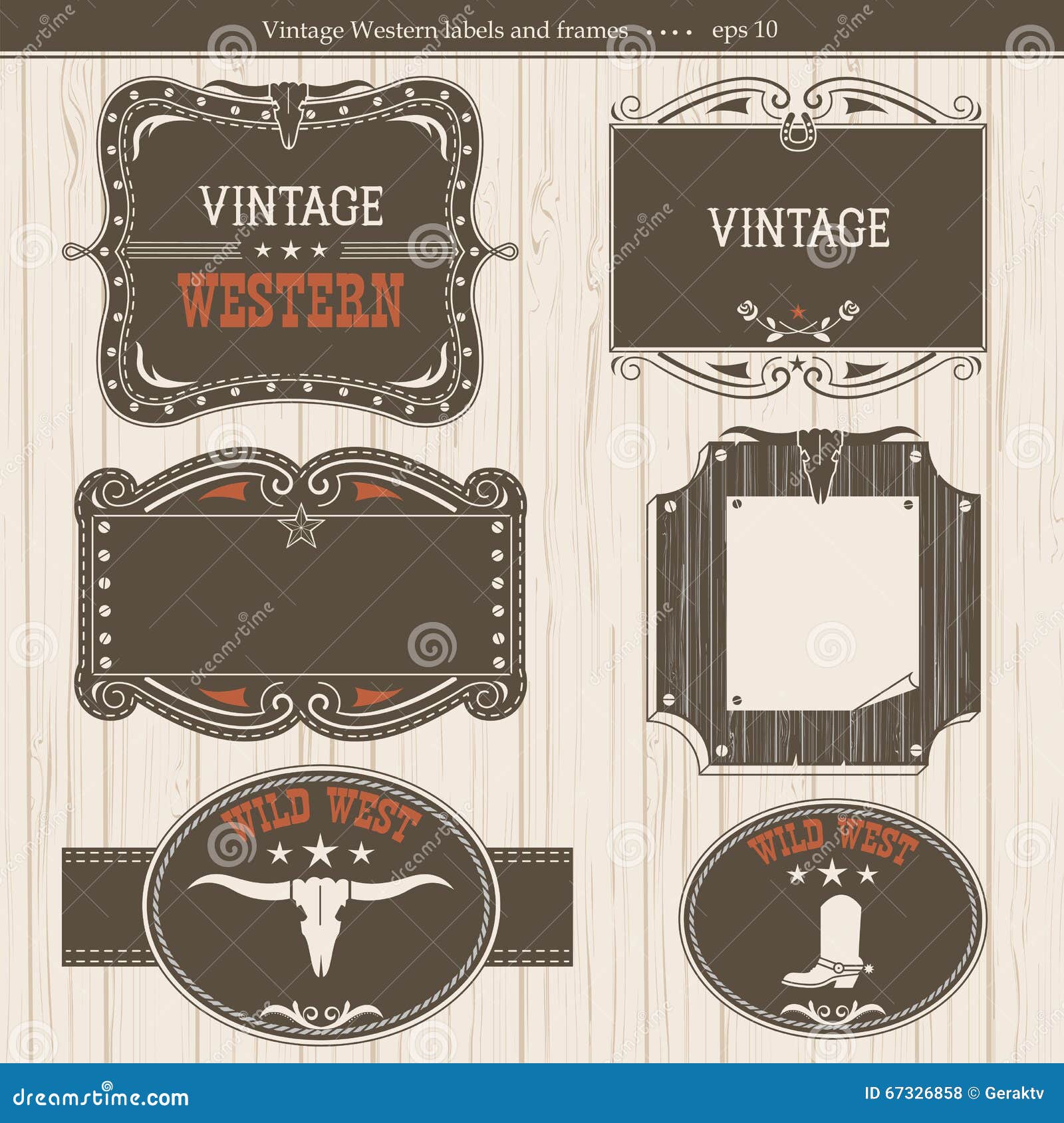 Western Labels.Vector Antique Frames For Design | CartoonDealer.com ...