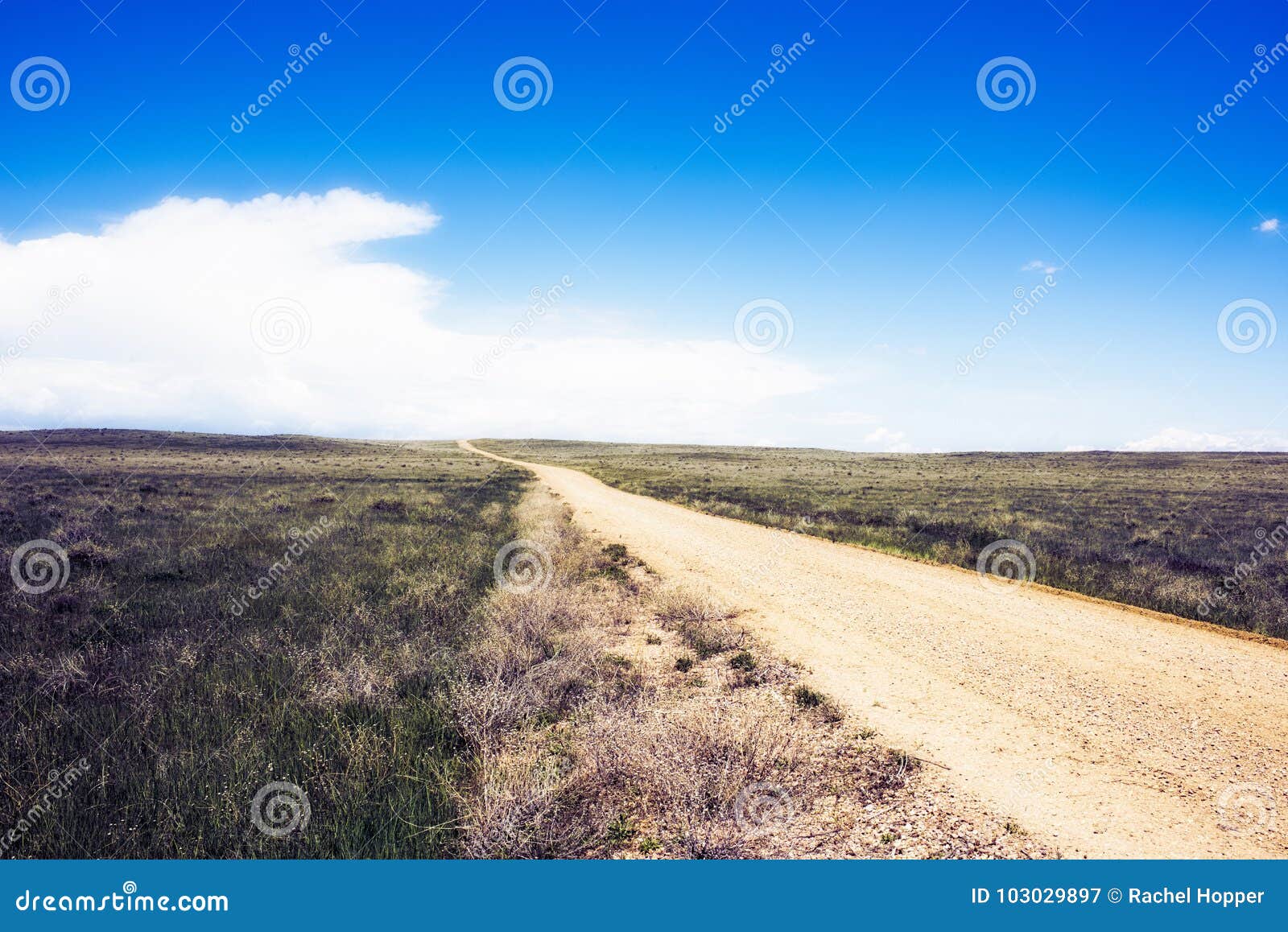 Western Landscape with Empty Road & Cloudy Sky Stock Image - Image of ...