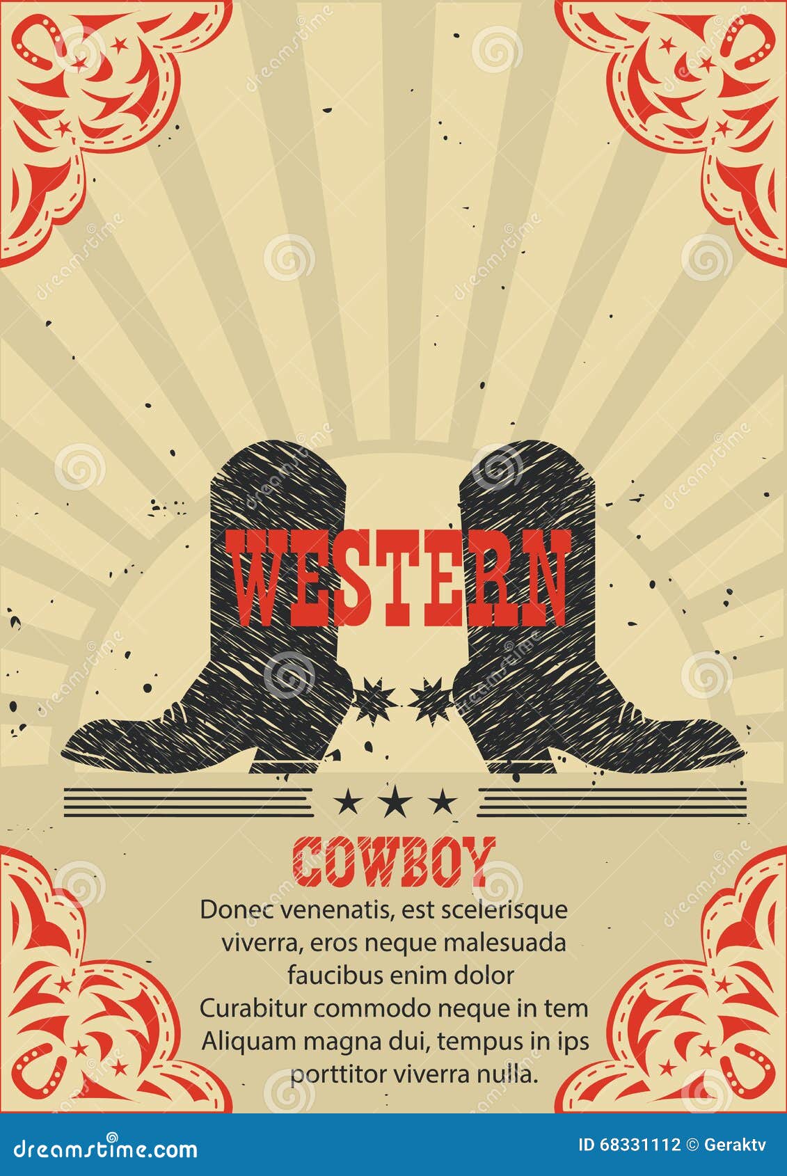 Western Poster Cowboy Boots Background. Stock Vector - Illustration of ...