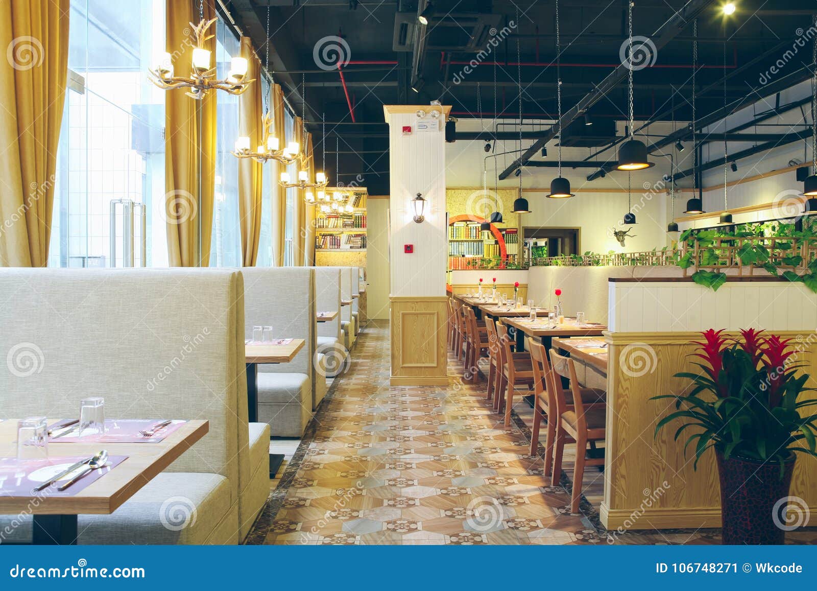 Western Restaurant Space Display Stock Image - Image of cream, bright ...