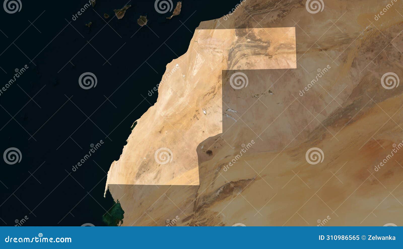 Western Sahara Highlighted. Low-res Satellite Stock Illustration ...