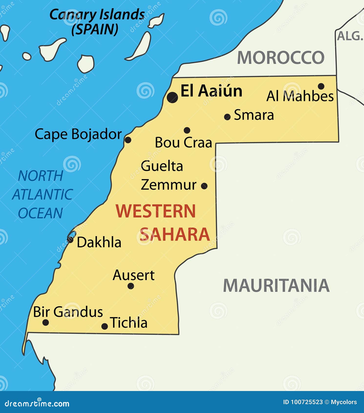 Western Sahara - Mapa Del Vector Ilustración del Vector - Ilustración ...