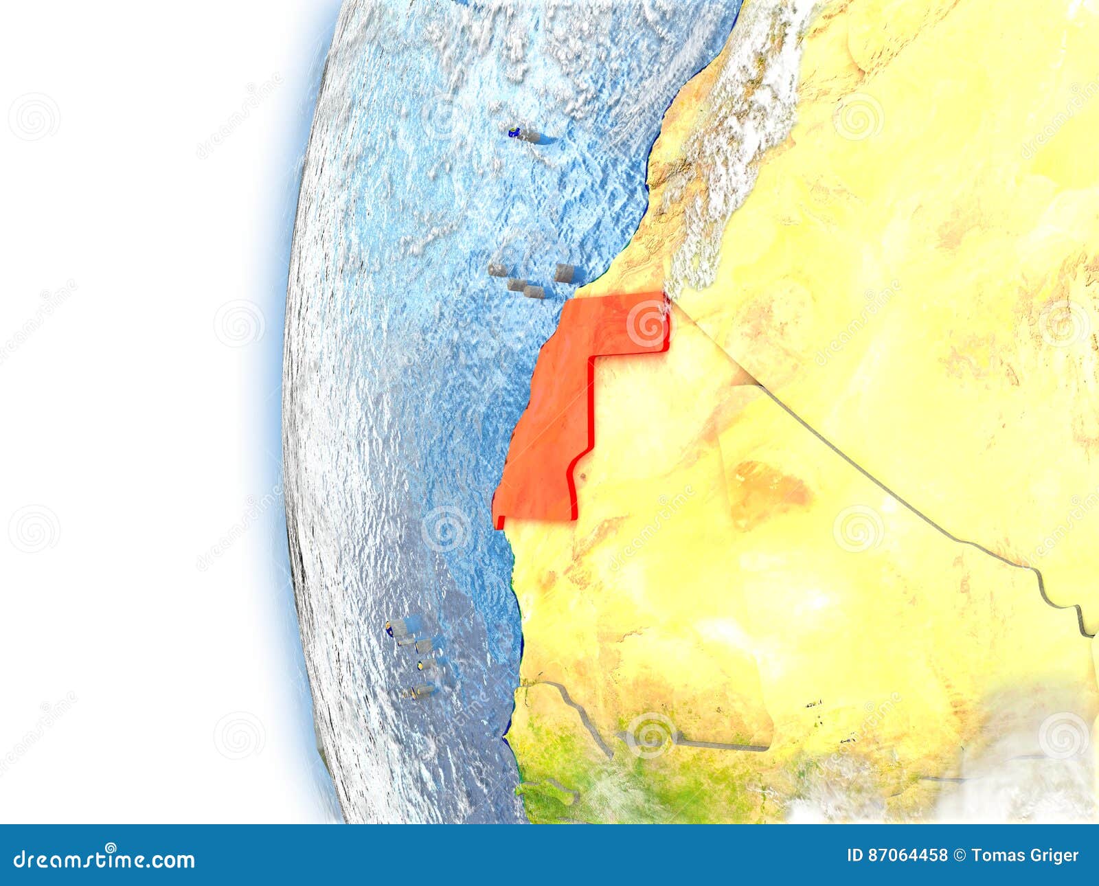 Western Sahara on Model of Earth Stock Illustration - Illustration of ...