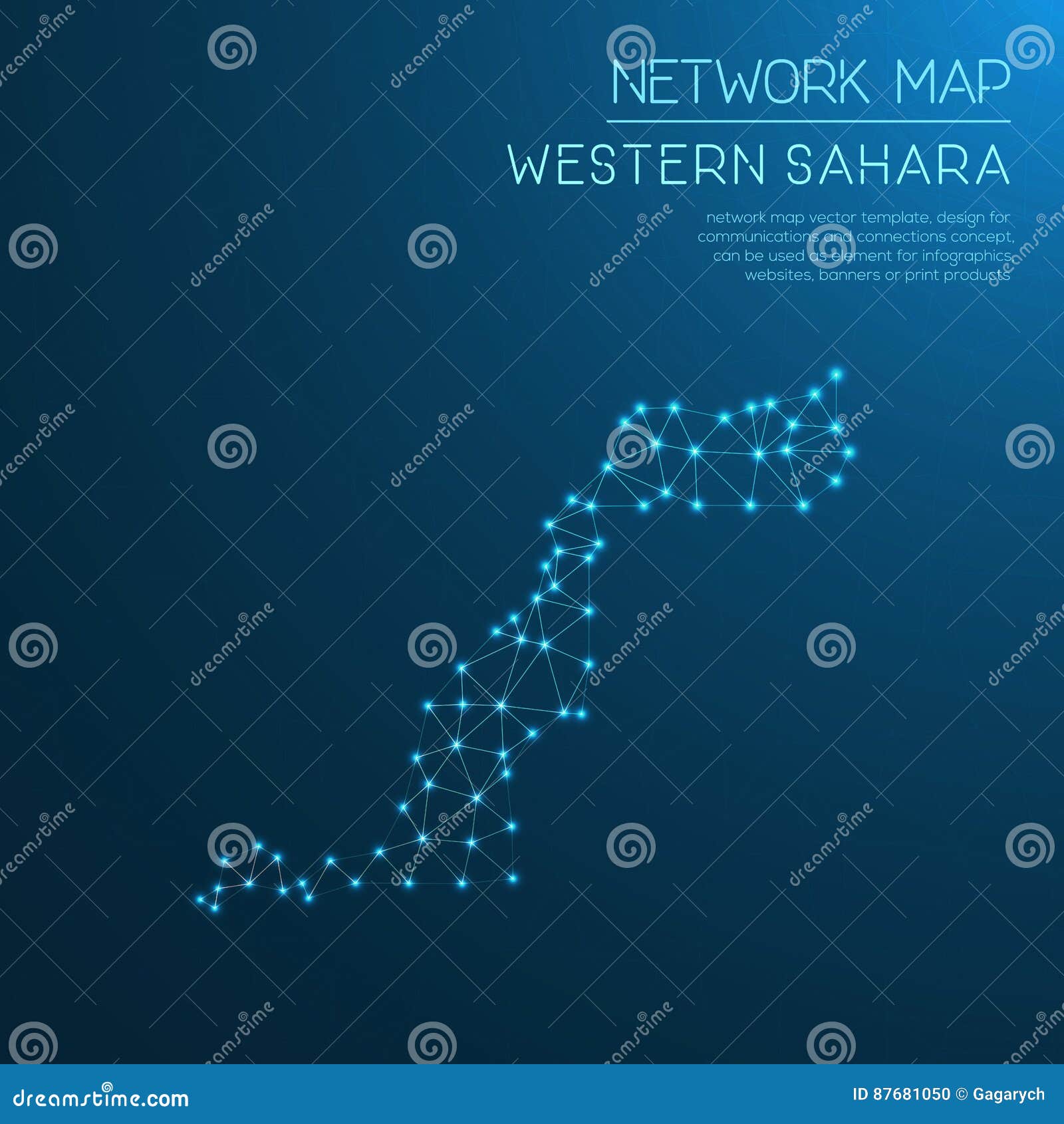 Western Sahara Network Map. Stock Vector - Illustration of night ...