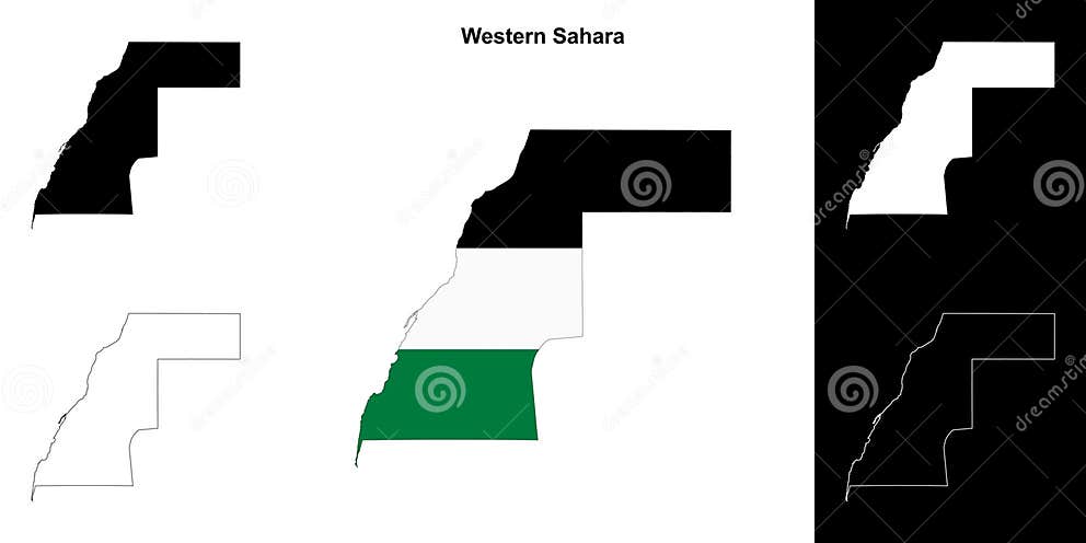 Western Sahara outline map stock illustration. Illustration of area ...