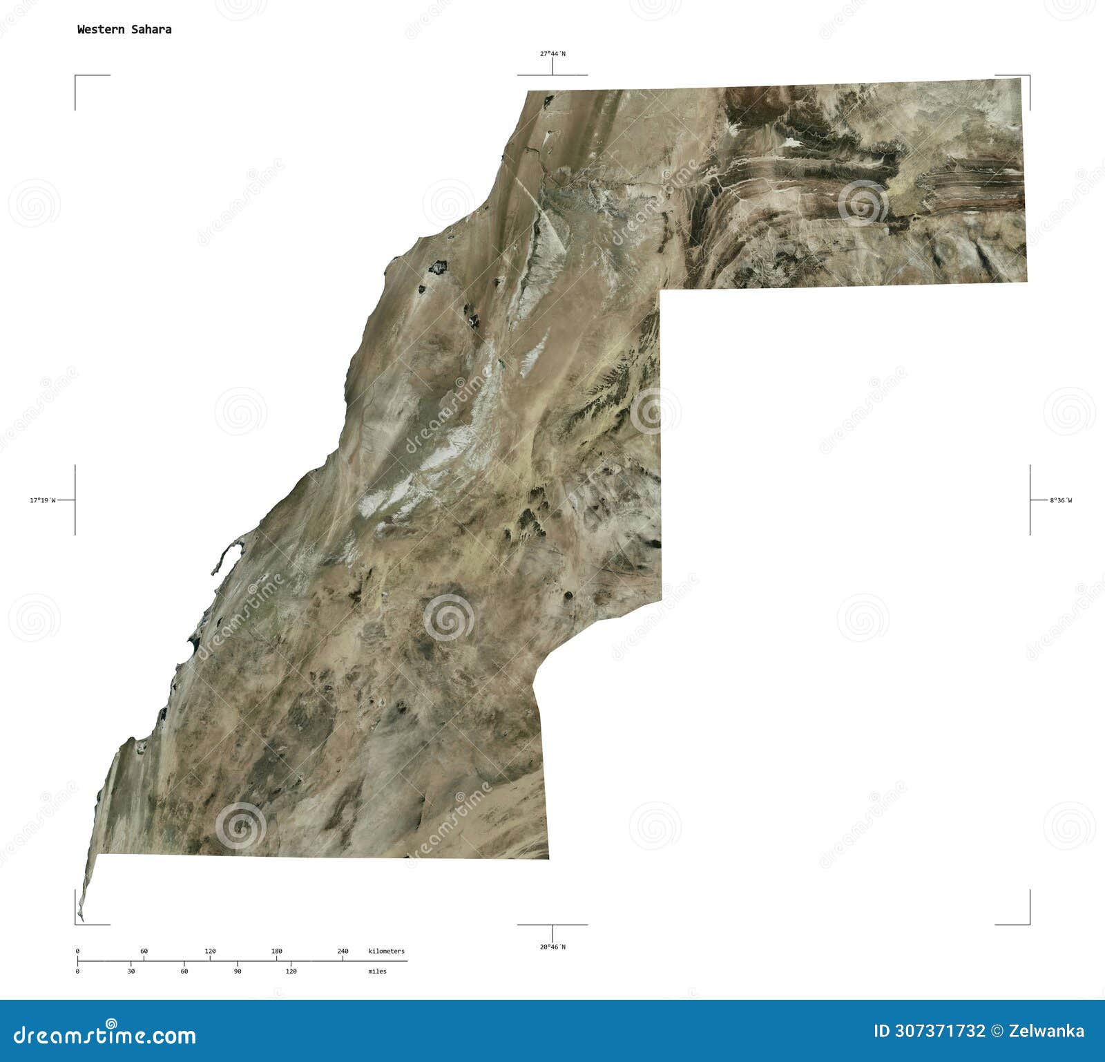 Western Sahara Shape on White. High-res Satellite Stock Illustration ...
