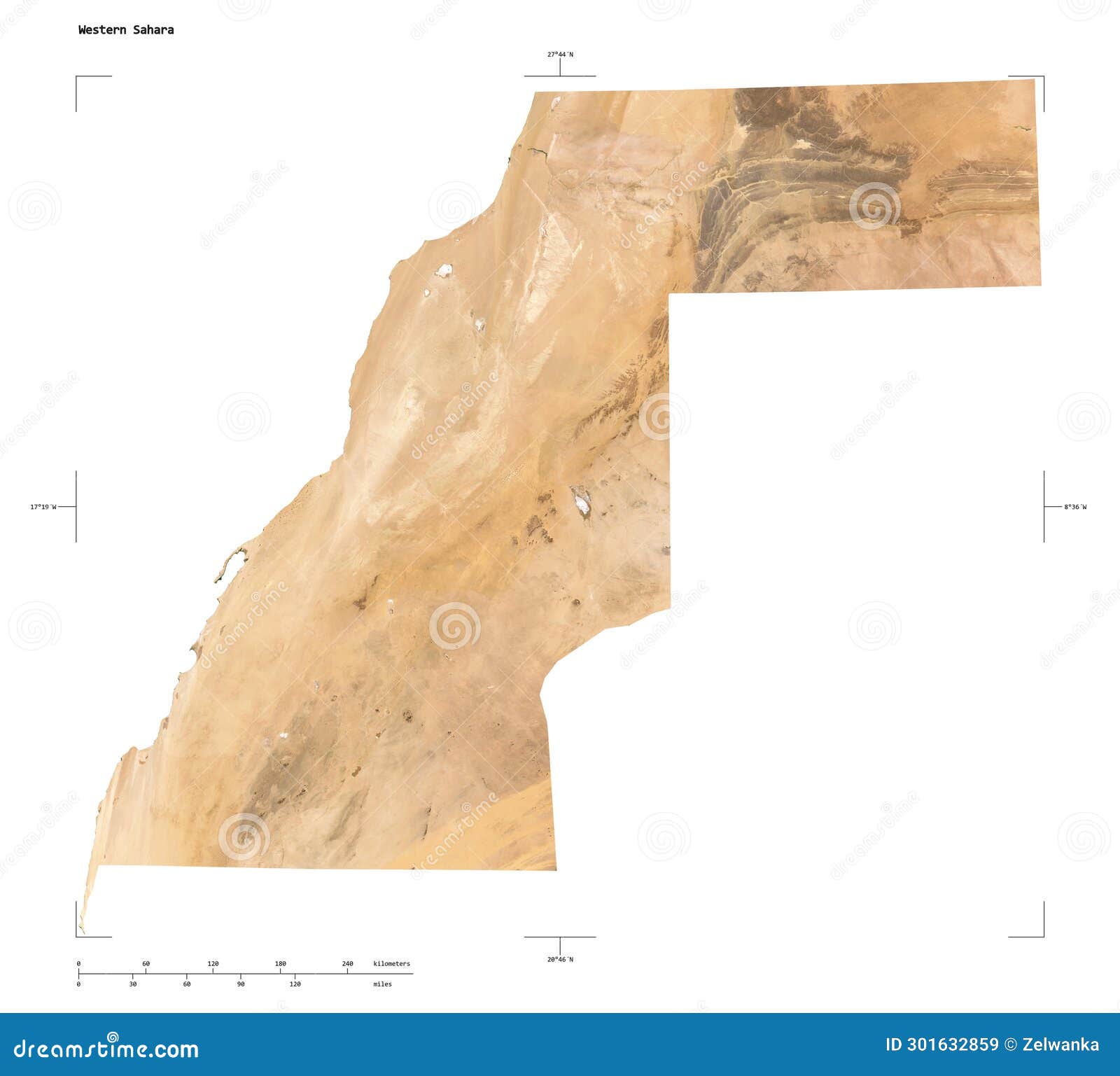 Western Sahara Shape on White. Low-res Satellite Stock Illustration ...