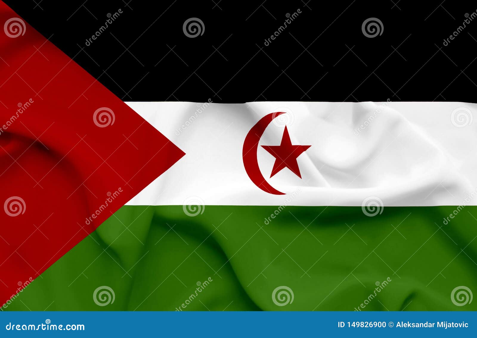 Western Sahara waving flag stock illustration. Illustration of painting ...