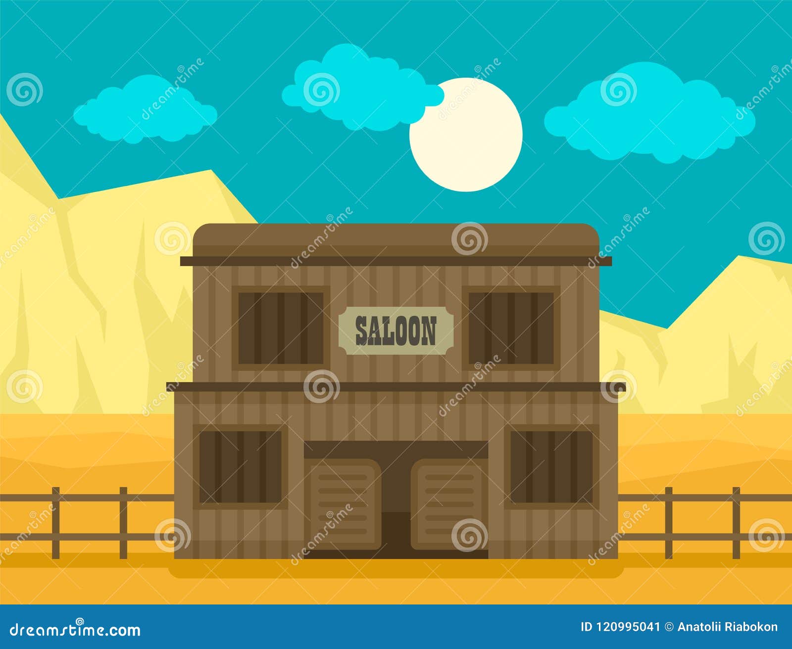 Western Saloon Concept Background, Flat Style Stock Vector ...