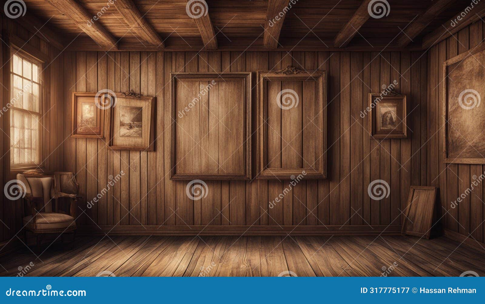 Western Saloon Floor And Wall With Empty Picture Frames Royalty-Free ...