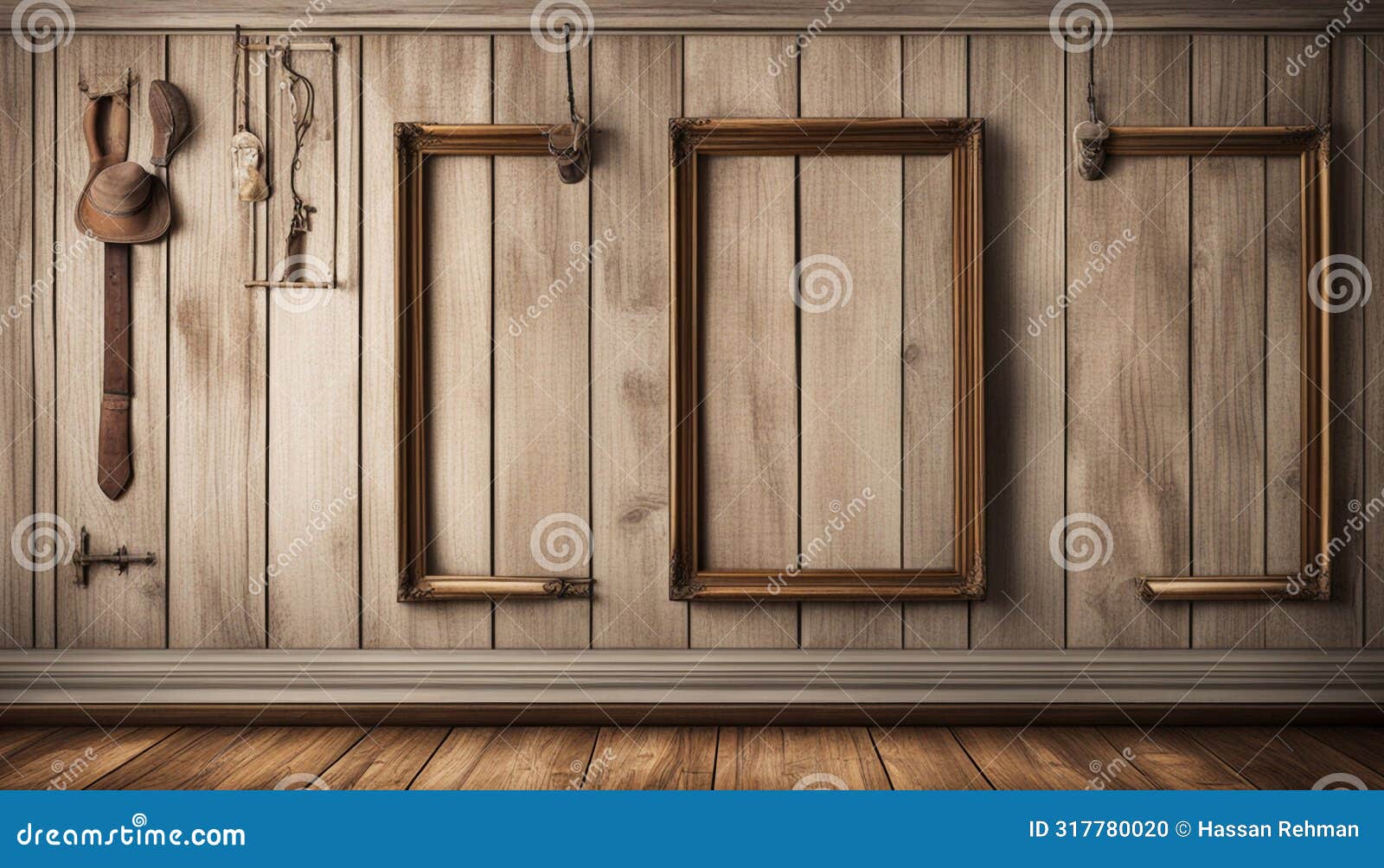 Western Saloon Floor And Wall With Empty Picture Frames Royalty-Free ...