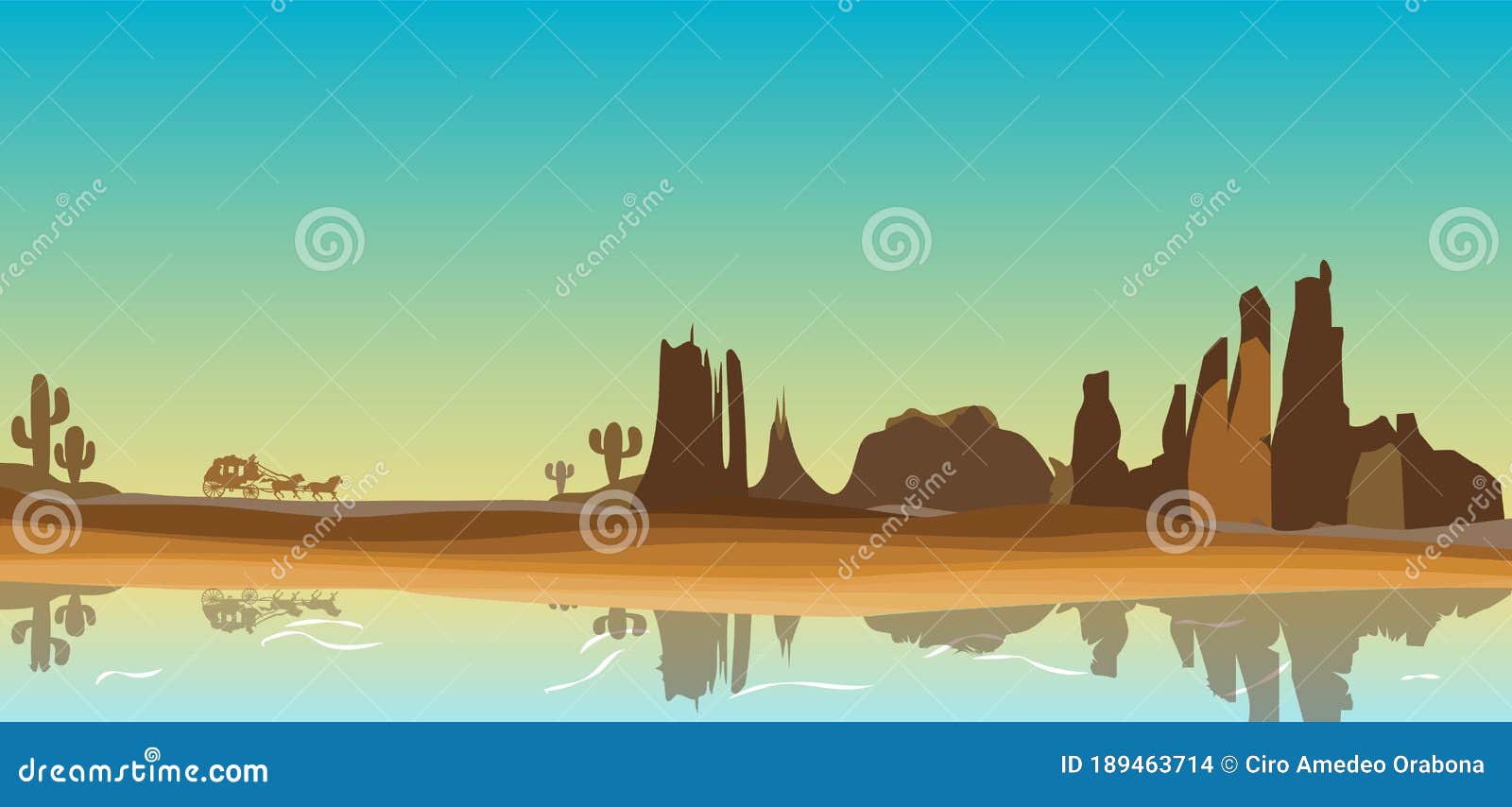 Western scene stock vector. Illustration of wagon, scene - 189463714