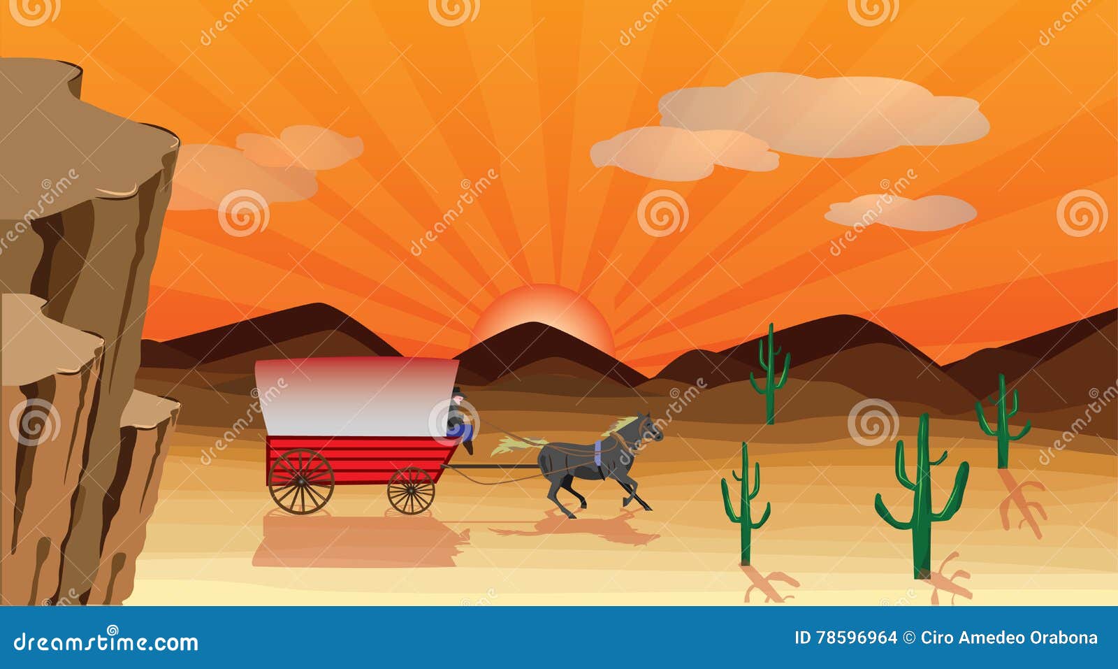 Western scene stock illustration. Illustration of scene - 78596964