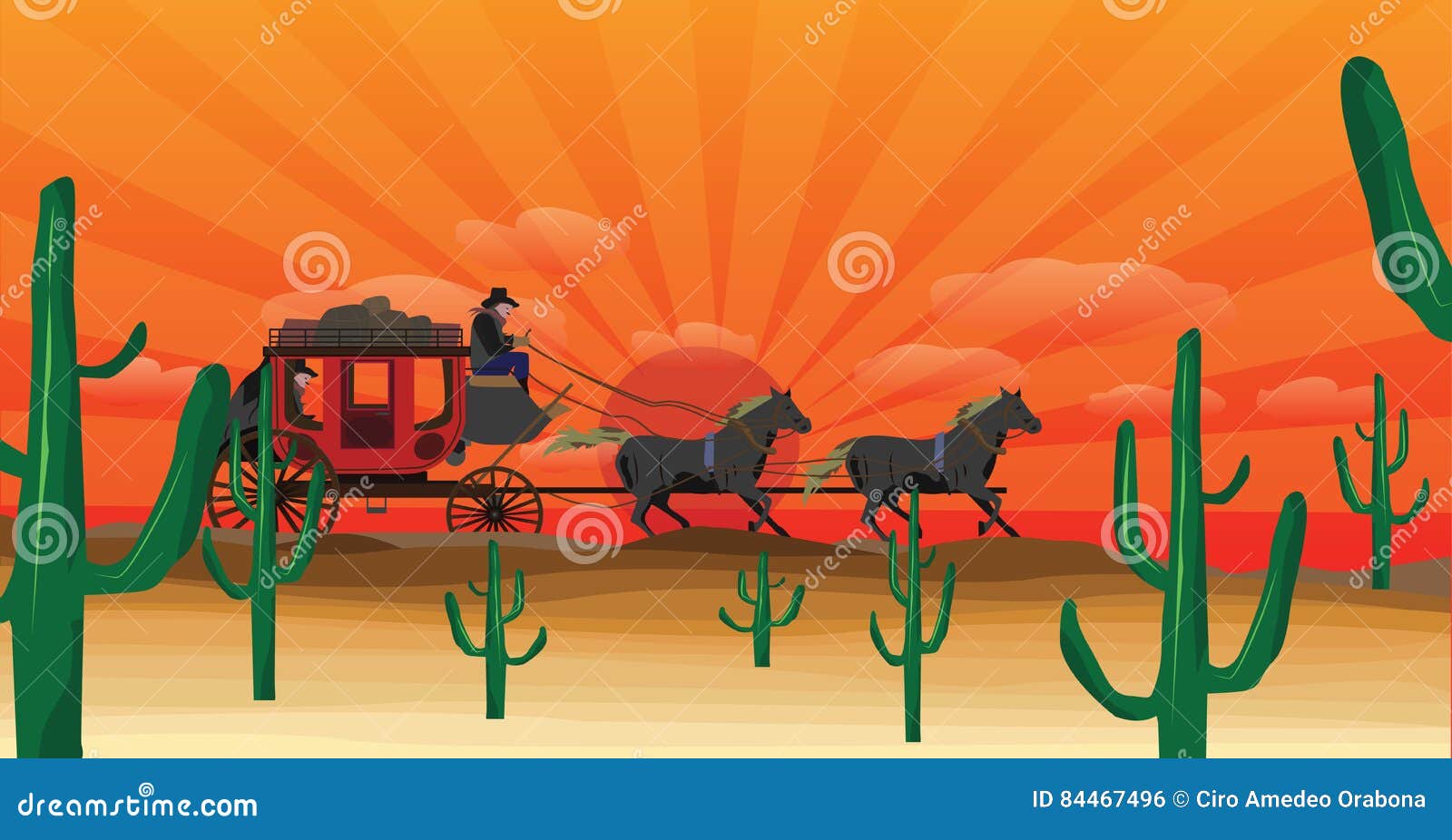 Western scene stock vector. Illustration of ride, park - 84467496