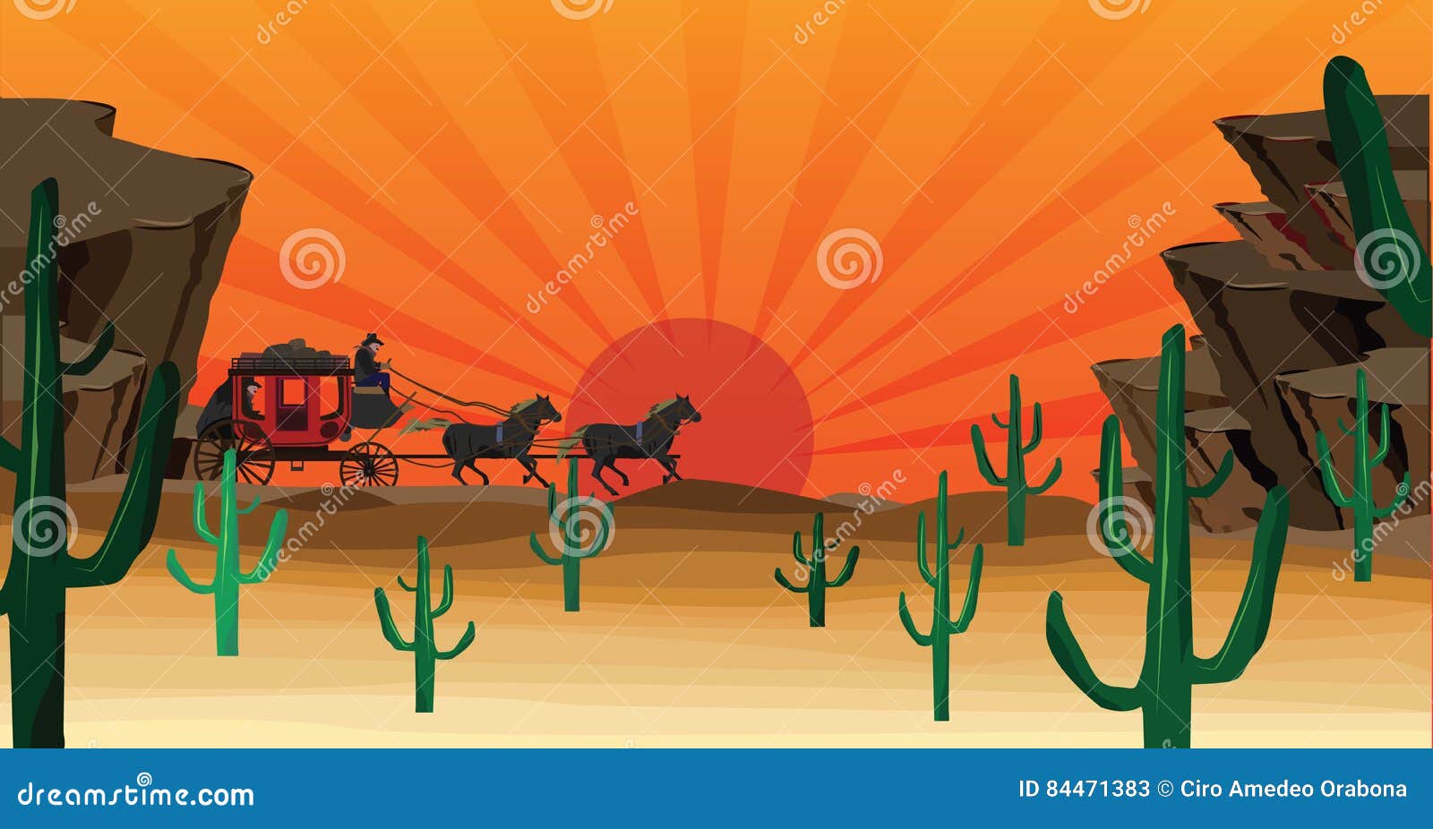 Western Scene Cartoon Vector | CartoonDealer.com #78596983