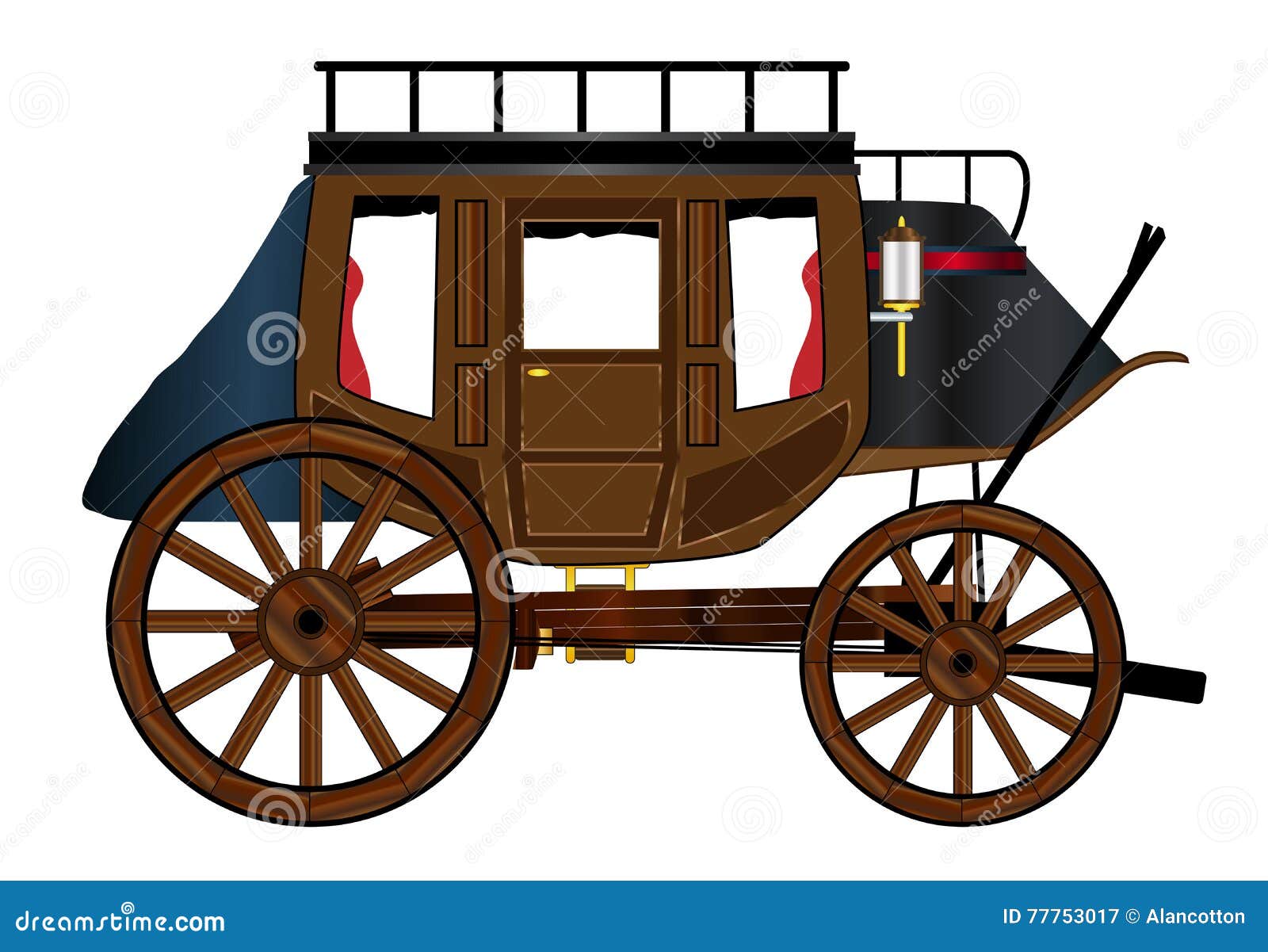 Western Stage Coach - Hand Drawn Illustration Cartoon Vector ...