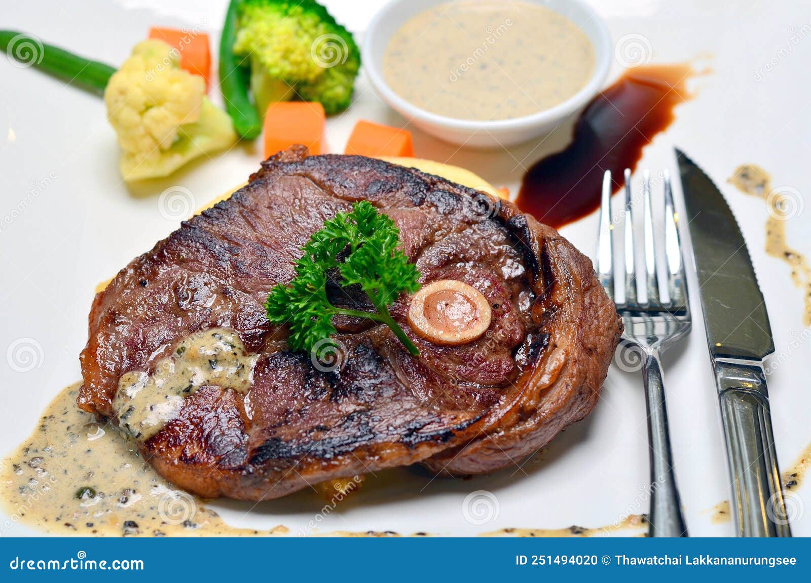 Western Style Beef Steak with Sauce. Stock Photo - Image of western ...