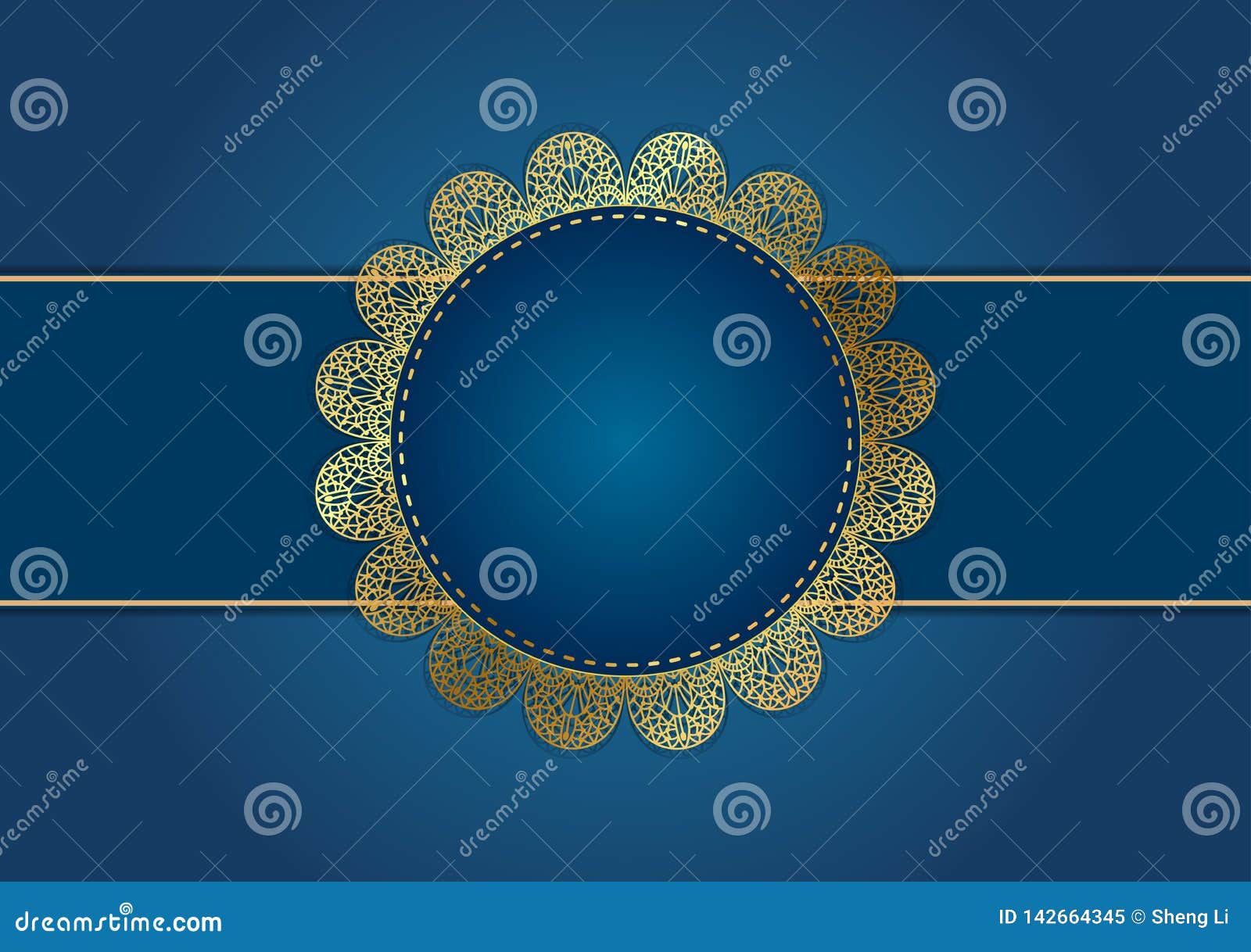 Western Style Card Template, Blue and Golden Stock Vector ...