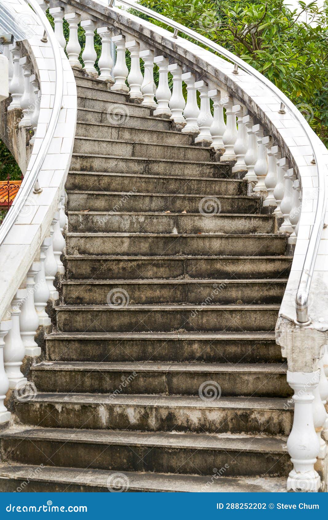 A Western-style Corridor with White Columns and Stairs Stock Photo ...