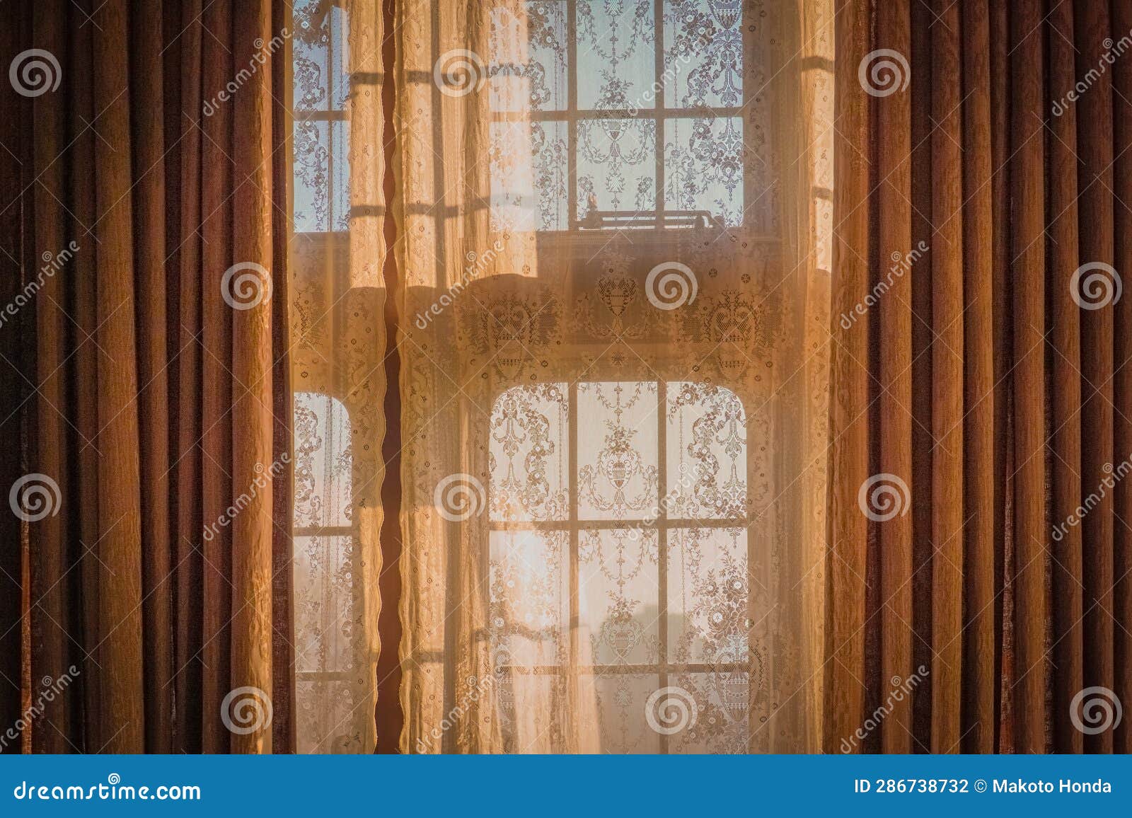 Western -style Windows and Curtains Stock Photo - Image of frame ...
