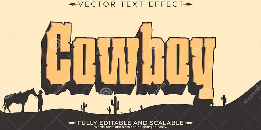 Western Text Effect, Editable Cowboy and Wild Text Style Stock Vector ...