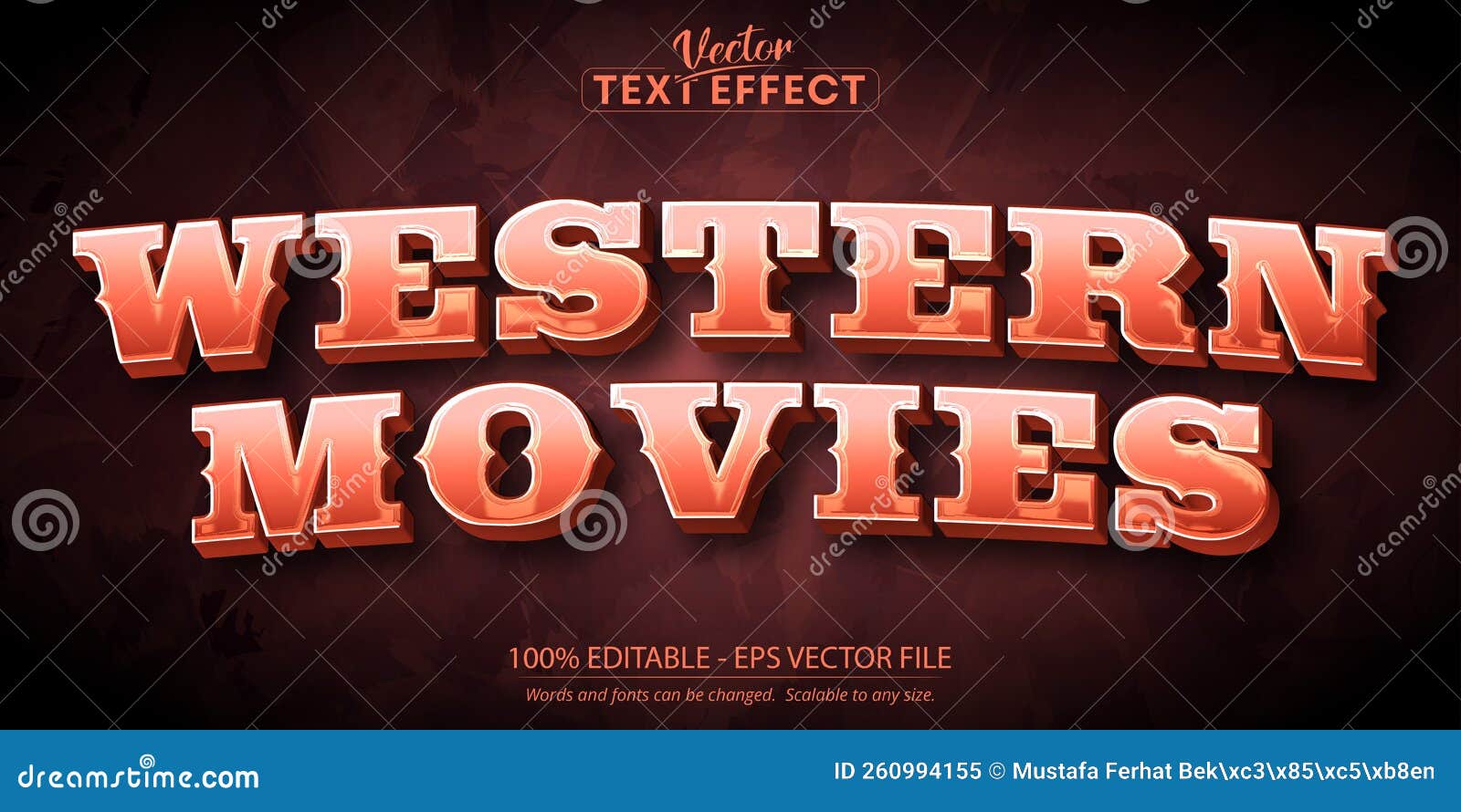 Western Text Effect, Editable Vintage Text Style Stock Vector ...