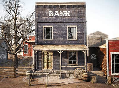 Western town rustic bank. stock illustration. Illustration of ...