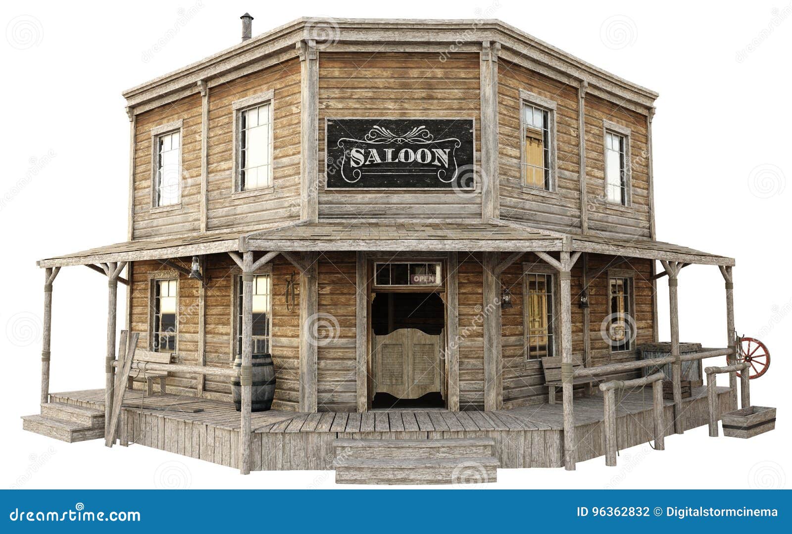 Western Town Saloon on an Isolated White Background. Stock Illustration ...