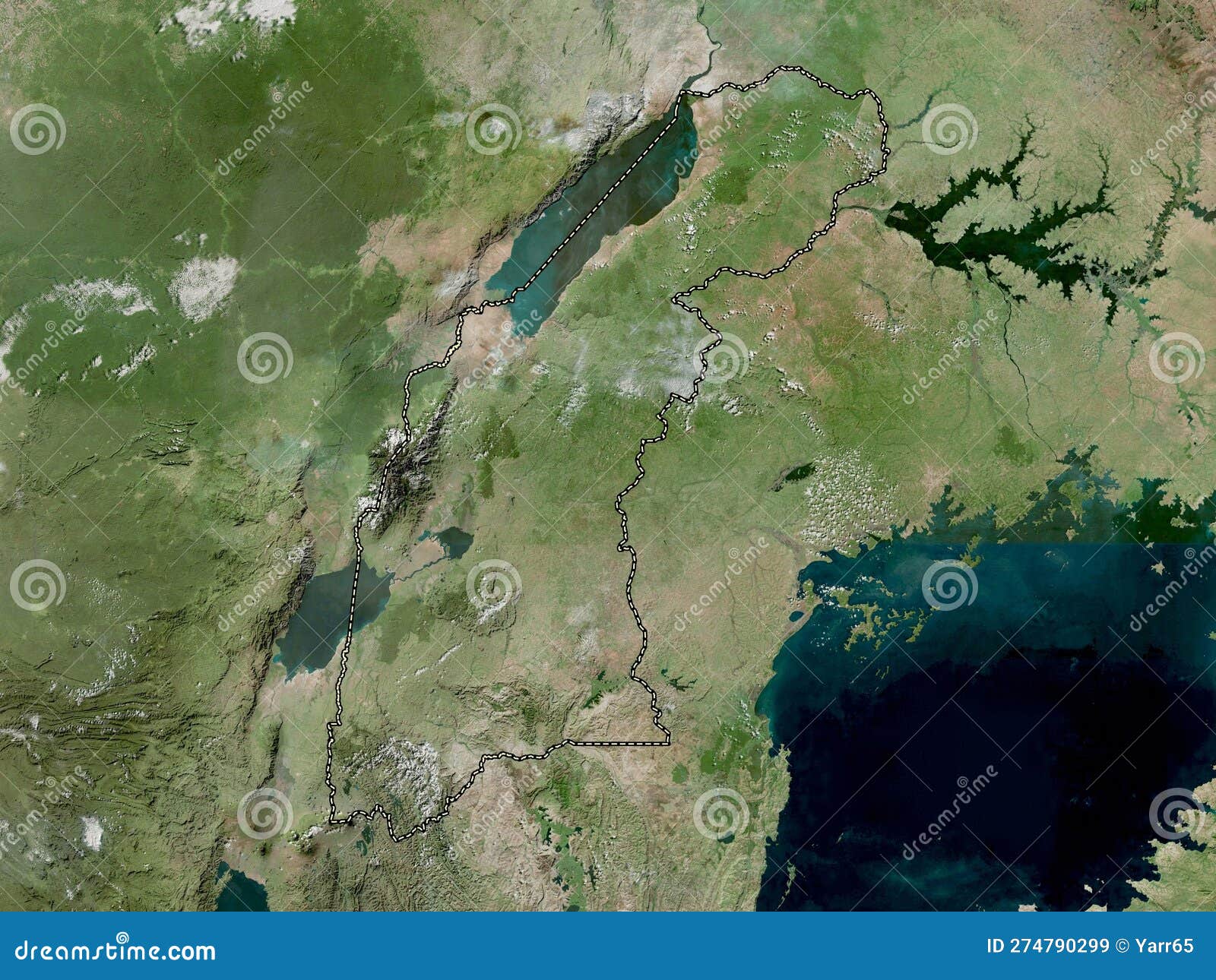 Western, Uganda. High-res Satellite. No Legend Stock Illustration ...