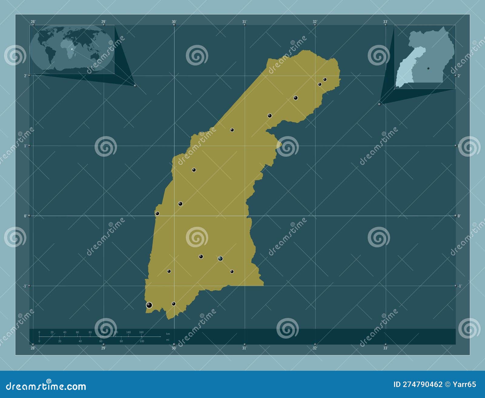 Western, Uganda. Solid. Major Cities Stock Illustration - Illustration ...