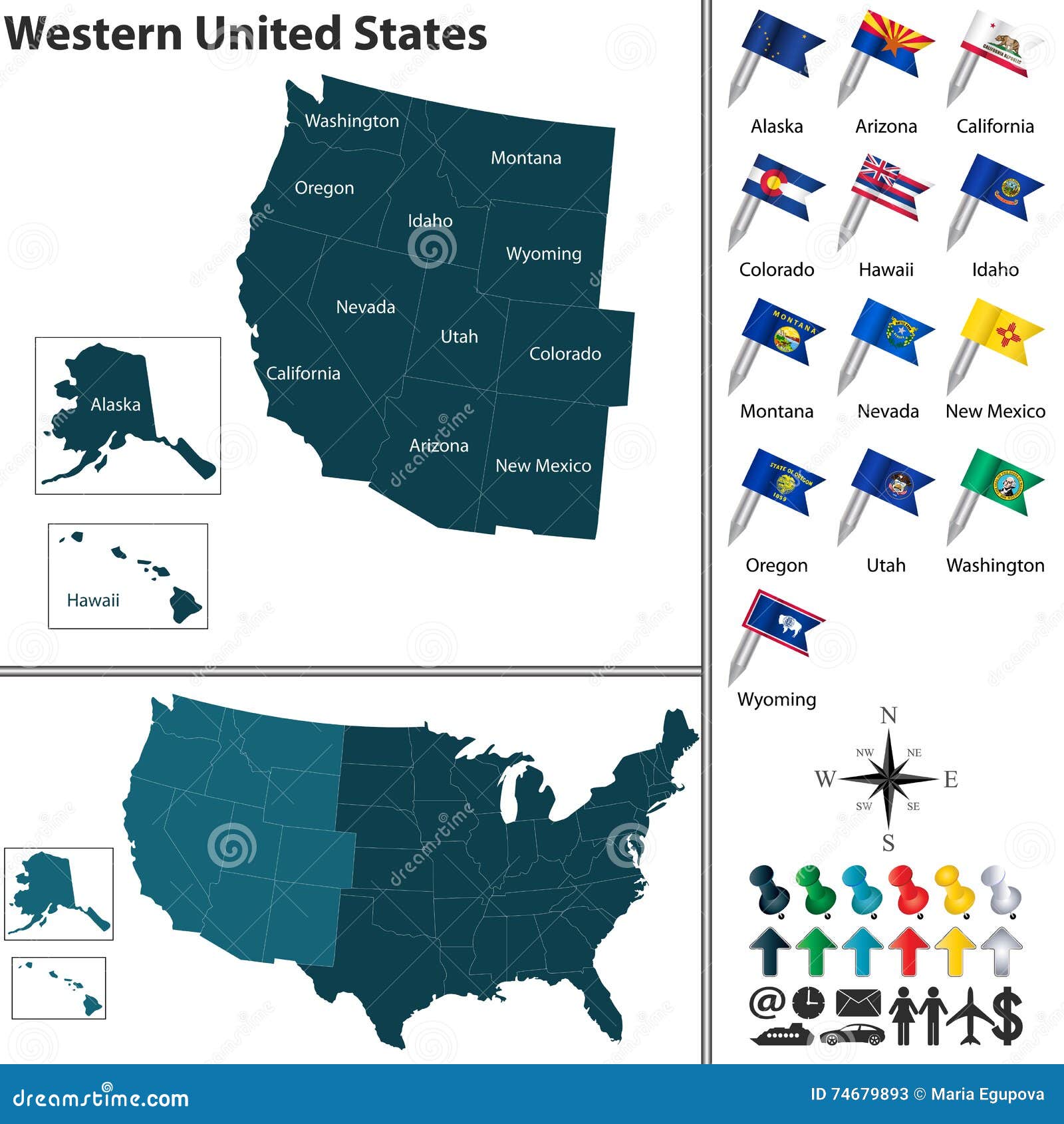 Western United States stock vector. Illustration of arizona - 74679893