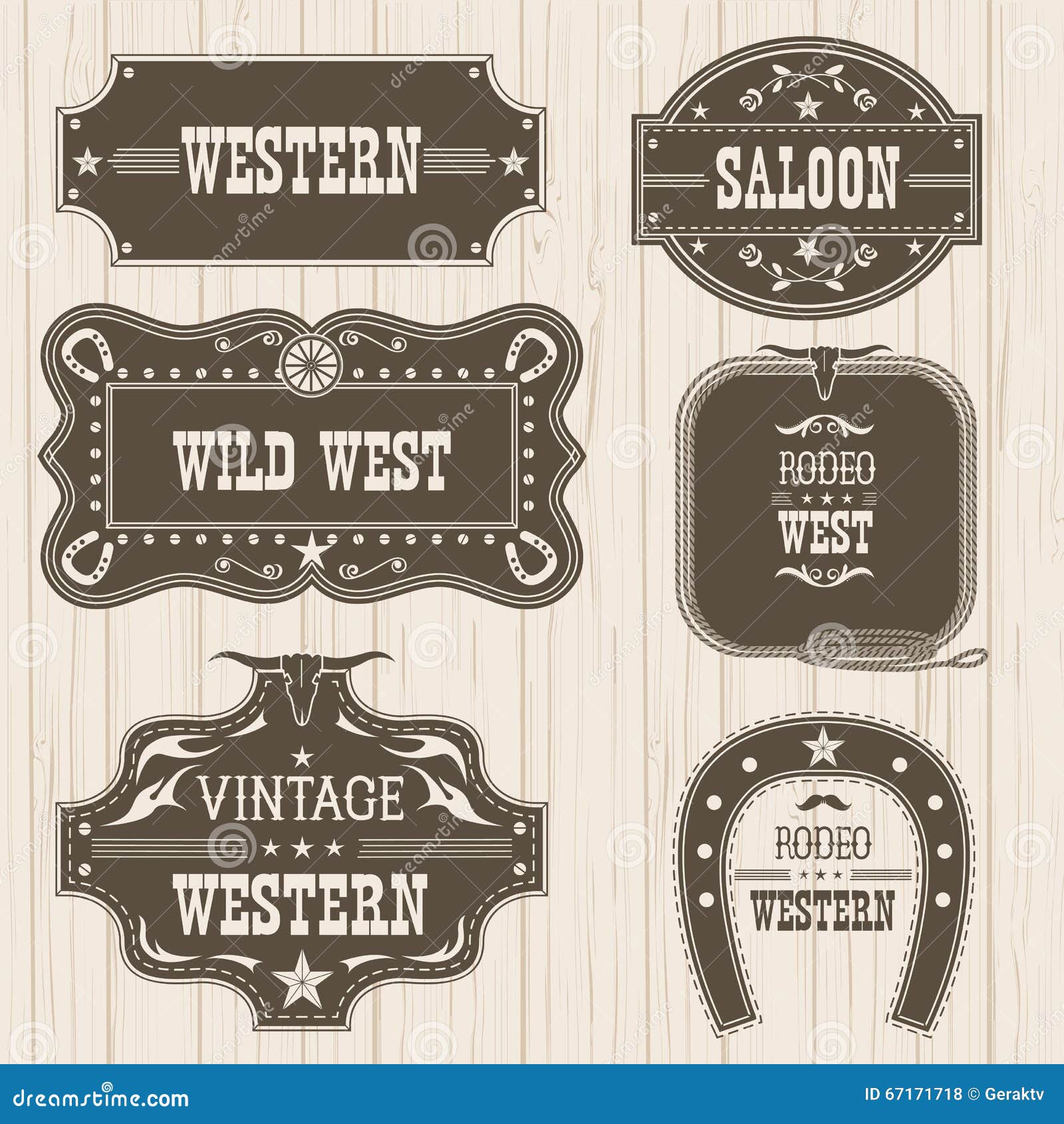 Western Vintage Labels for Design.Vector Frames Stock Vector ...