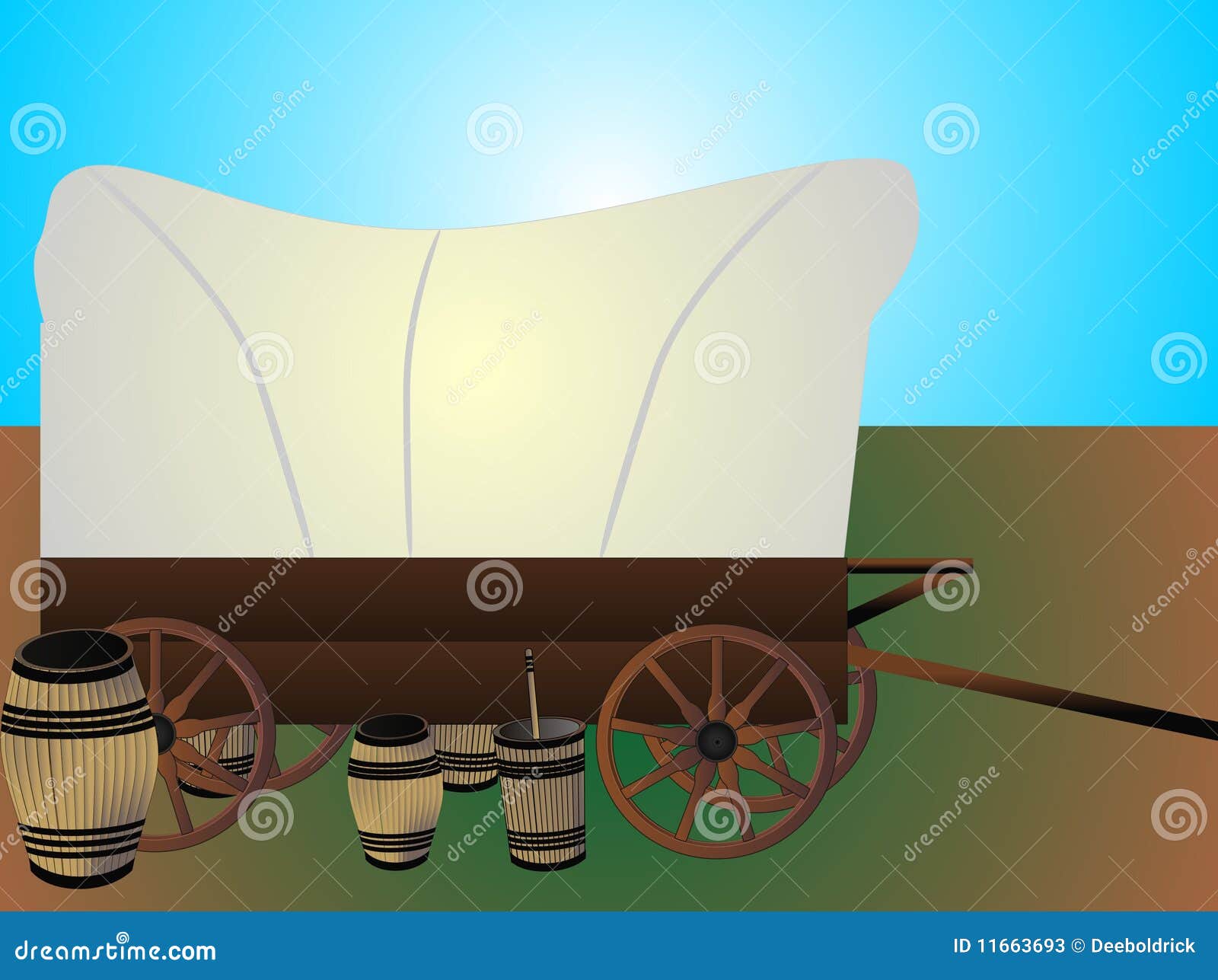 Western Wagon Train Cartoon Vector | CartoonDealer.com #11663693