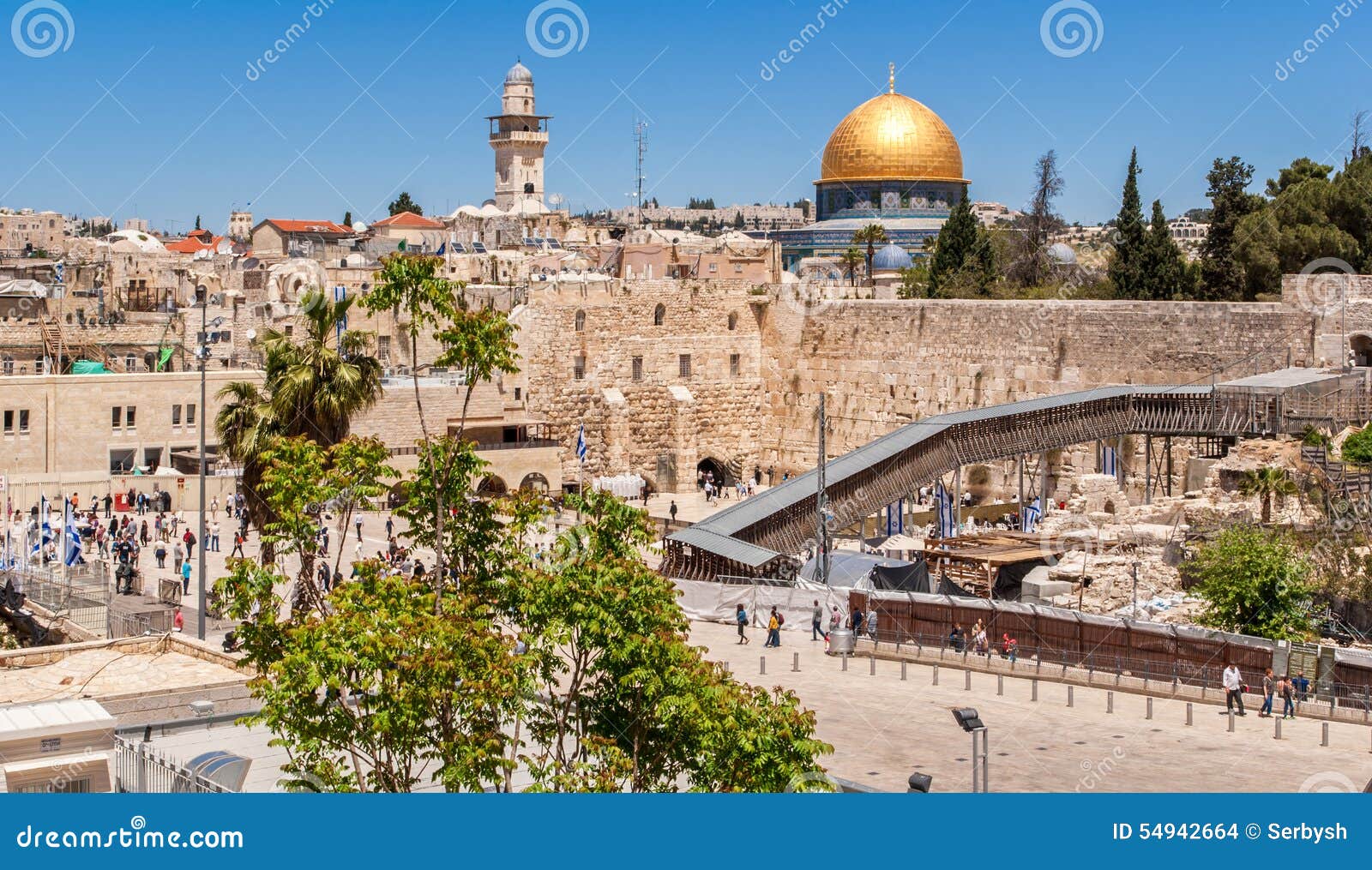 Western Wall of the Temple and the Mosque of Omar. Stock Photo - Image ...