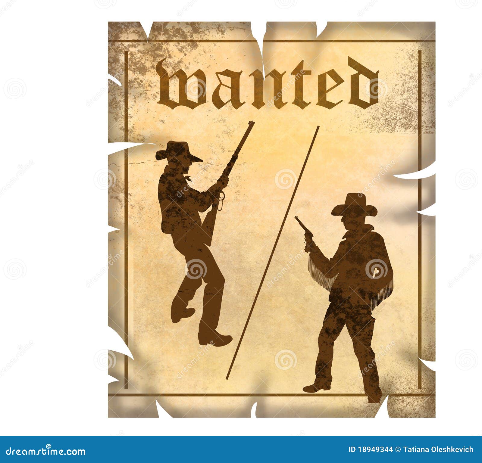 Western Wanted Sign with Cowboys Stock Illustration - Illustration of ...