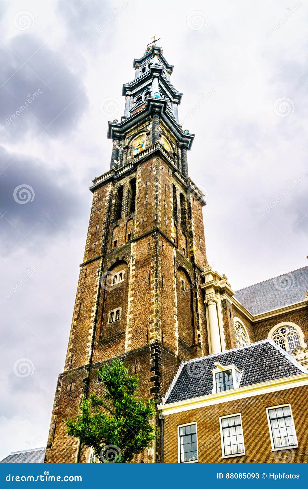 Westertoren Da Igreja De Wester Em Amsterdão Imagem de Stock - Imagem ...
