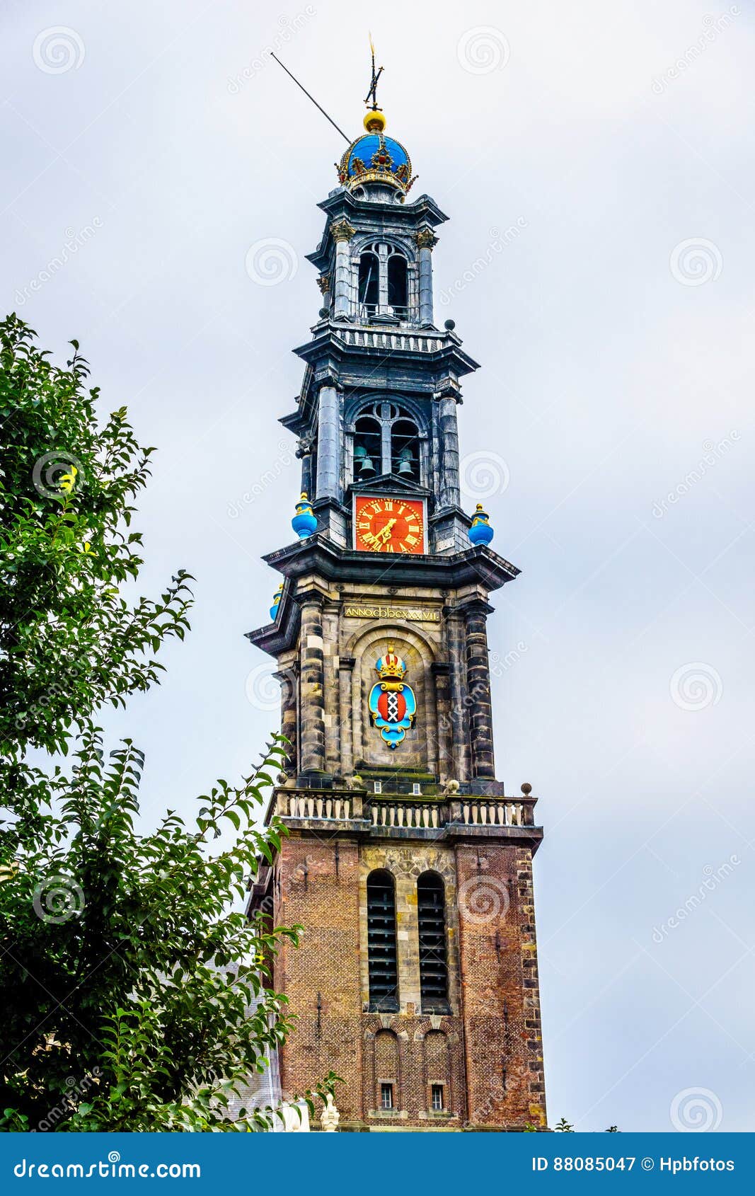 Westertoren Der Wester-Kirche in Amsterdam Stockbild - Bild von ...